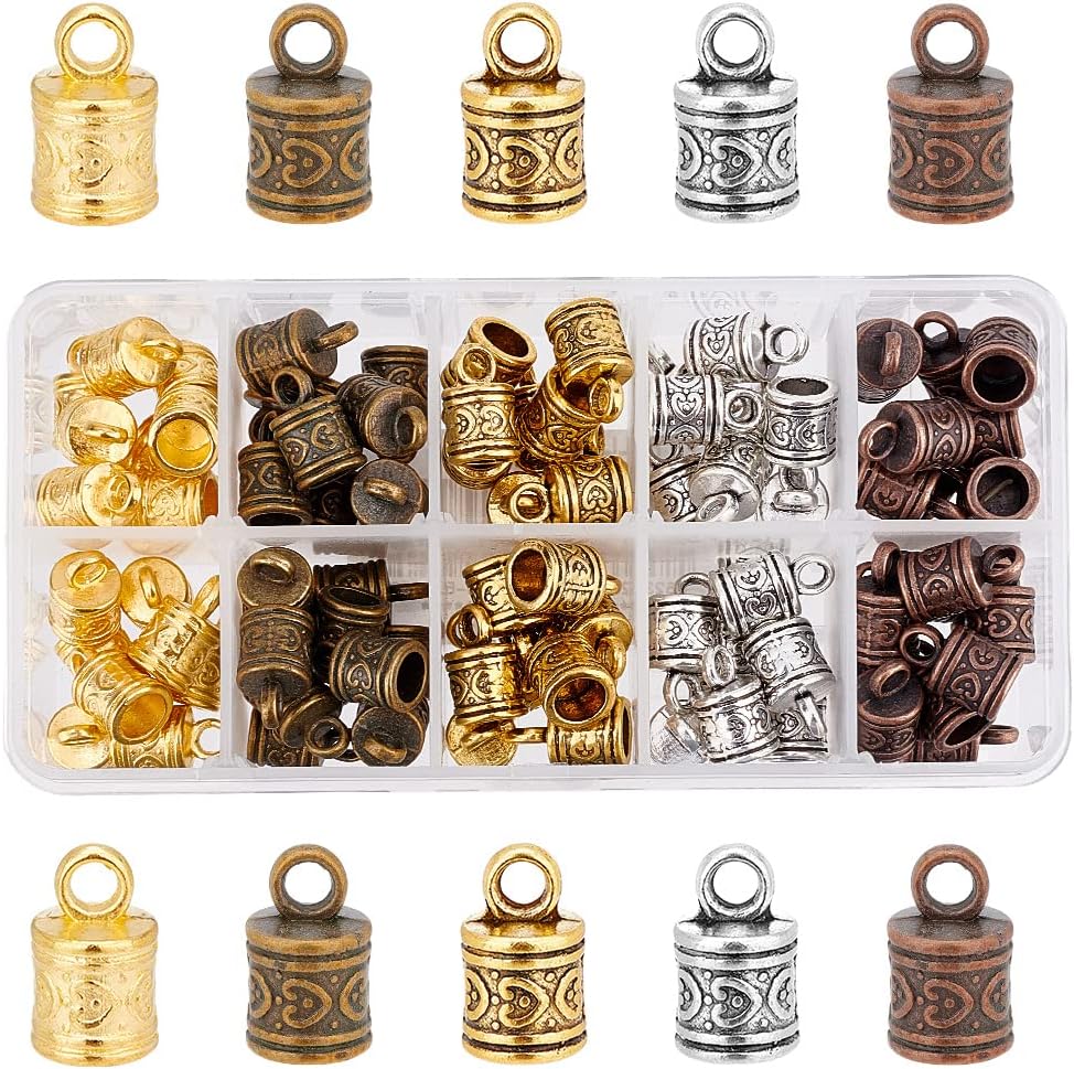 Amazon.com: 50pcs Brass Cord End Caps Glue-in Barrel End Caps Fasteners ...