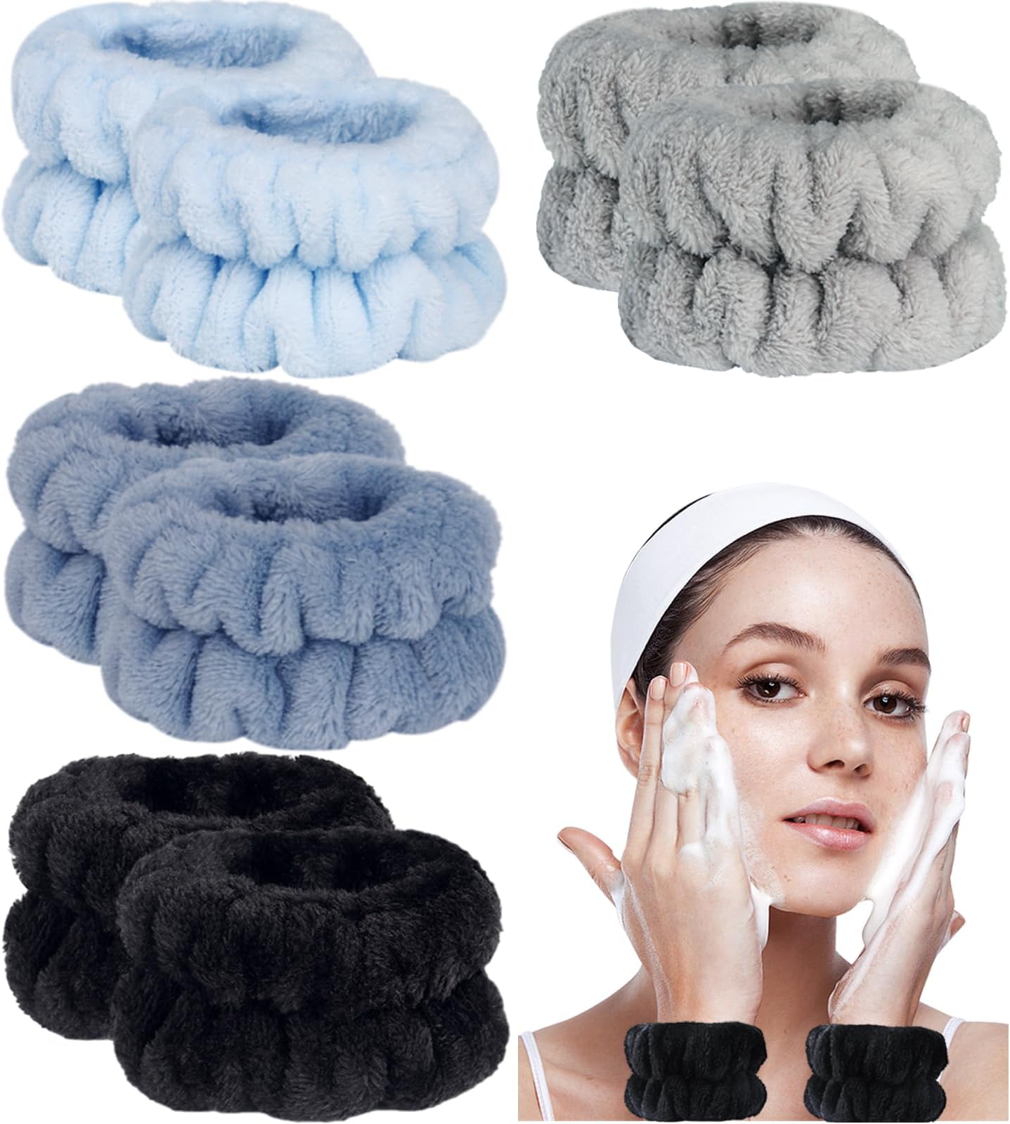 Amazon.com : Taocar 8pcs Wrist Bands for Washing Face, Absorbent Face ...