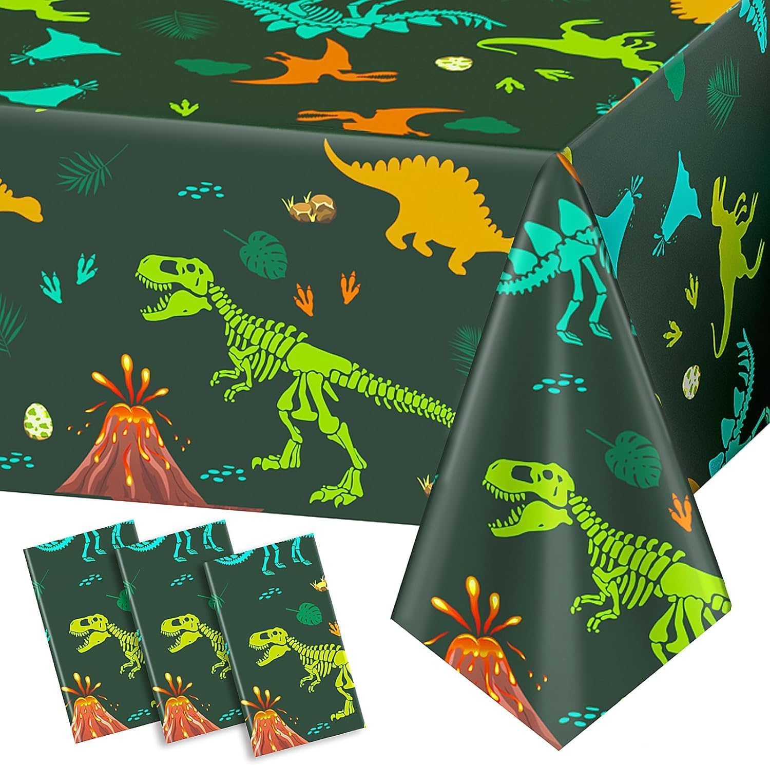 Amazon.com: 3Pieces Dinosaur Plastic Party Tablecloth,Dinosaur Birthday ...