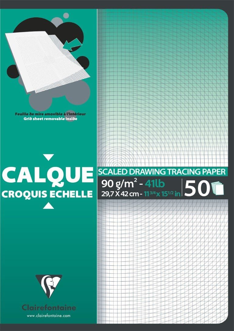 Clairefontaine - Ref 97132C - Scaled Grid Tracing Paper Pad (50 Sheets ...