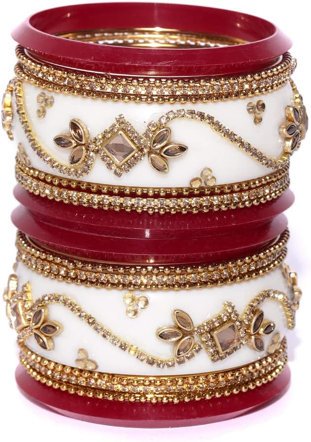 Amazon.com: Vishal-Vatika Indian Wedding Bridal Choorah Style Red-White ...
