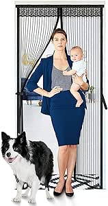 Magnetic Screen Door Black, Moustiquaire Porte with Auto Magnet Closure ...