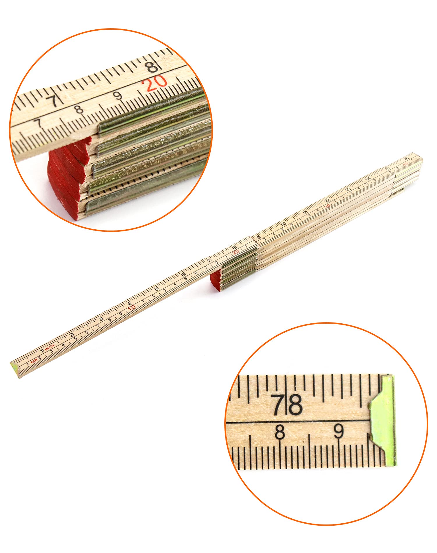 Snapklik.com : QWORK Folding Wood Rule, 2 Pack, 6FT 6 Inch Foldable Ruler