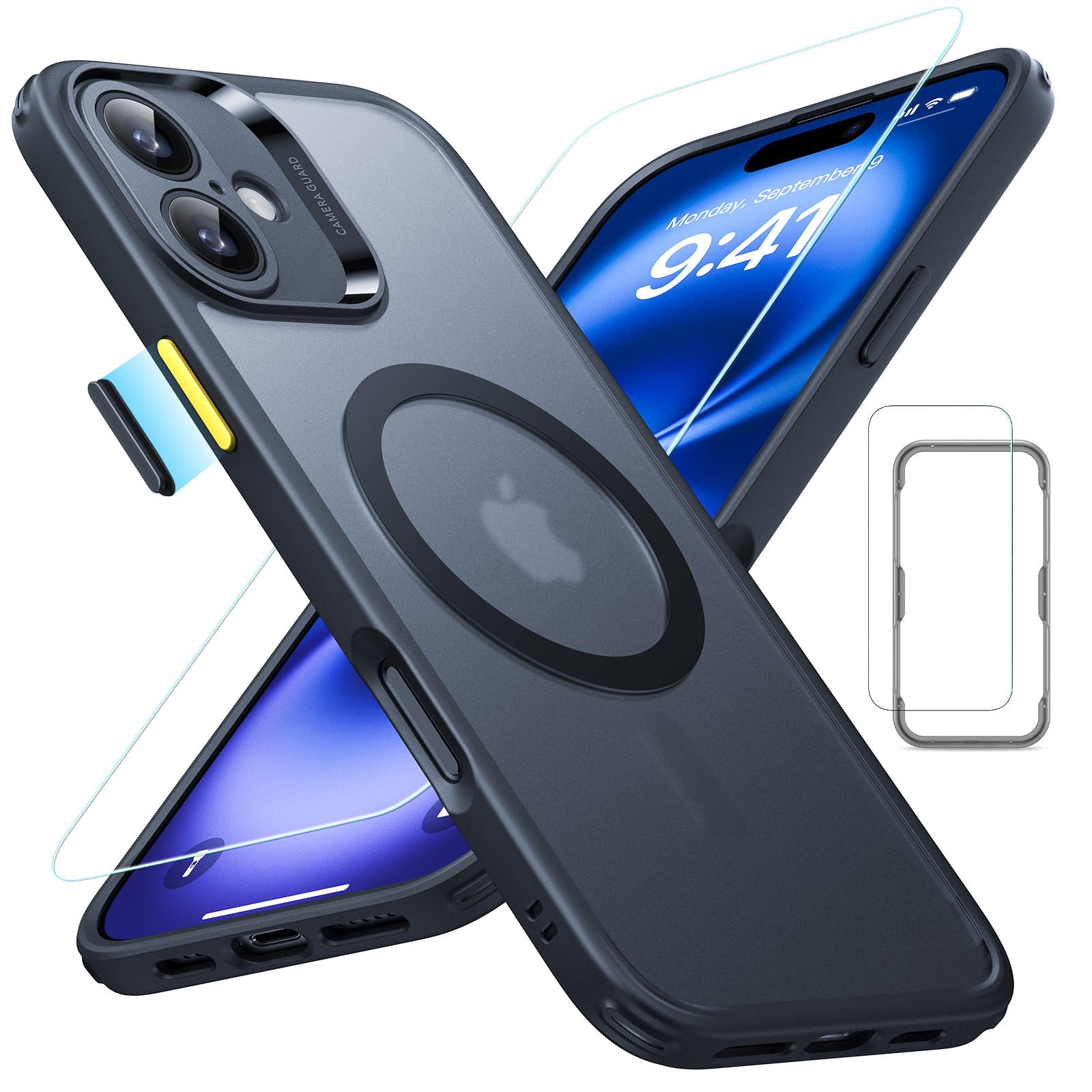 ESR for iPhone 16 Case (4 in 1) Set, Translucent Matte Case with Screen Protector, Compatible ...