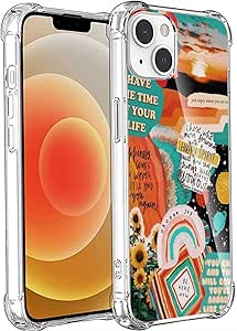 Amazon.com: MAXBUS Compatible with iPhone 14 Aesthetic Case, Retro Sticker Hippie Indie Collage ...