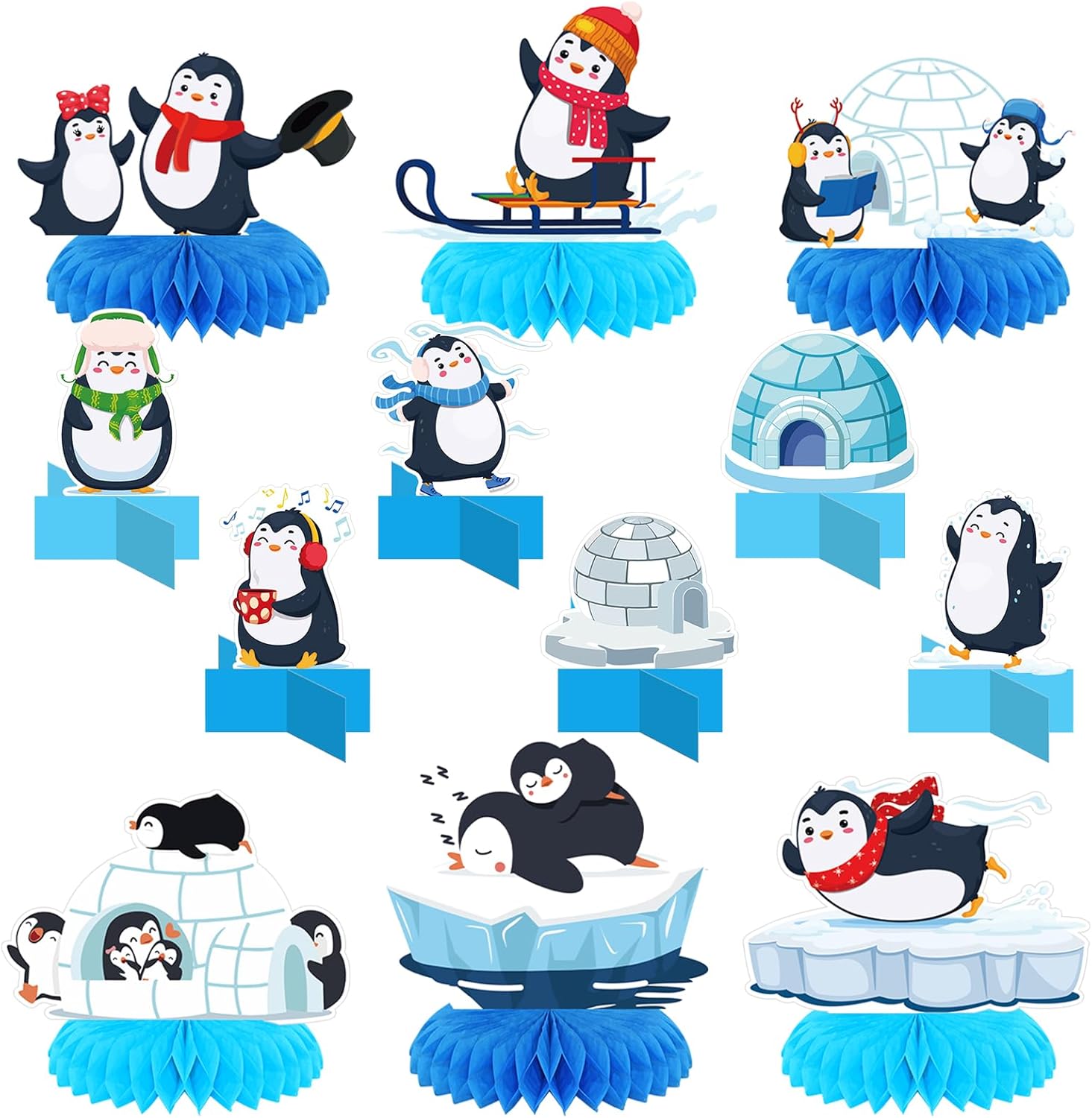 Amazon.com: MiniInflat 12 Pcs Penguin Birthday Party Decoration Arctic ...