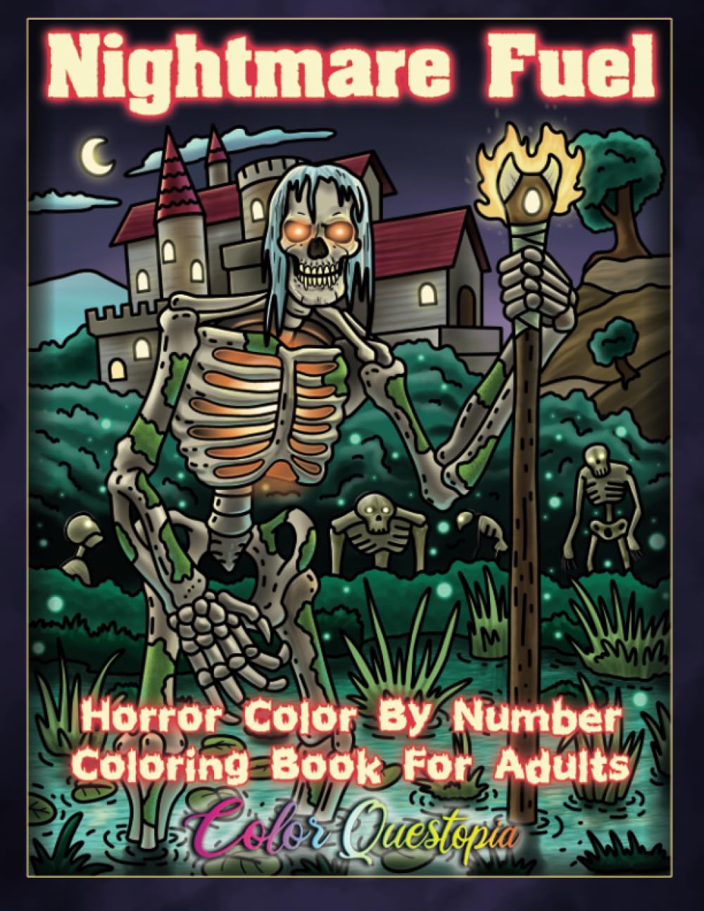 Amazon.com: Nightmare Fuel Color by Number Horror Coloring Book For ...