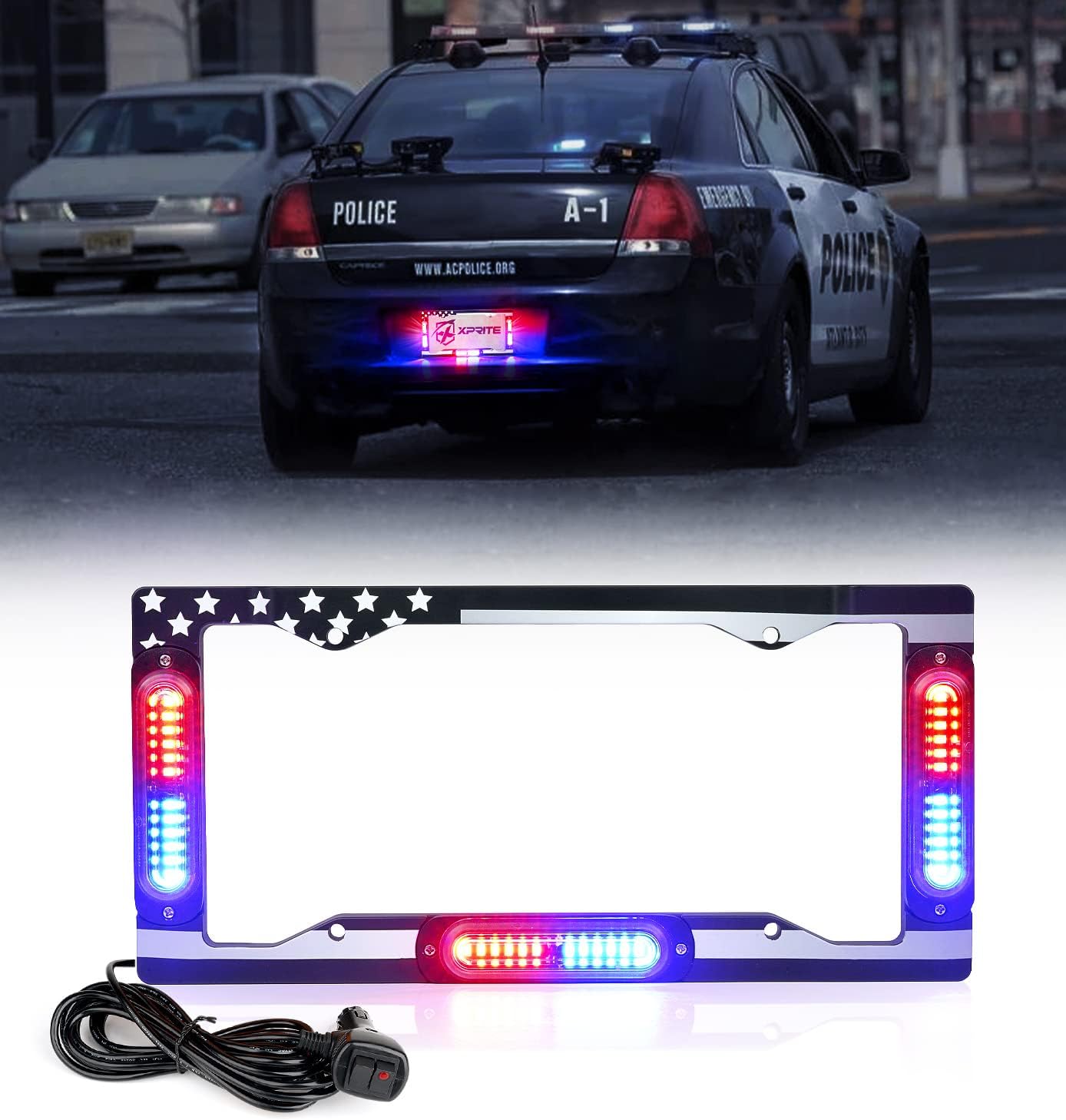 Amazon.com: Xprite 32 LED License Plate Strobe Lights w/ Aluminum USA ...