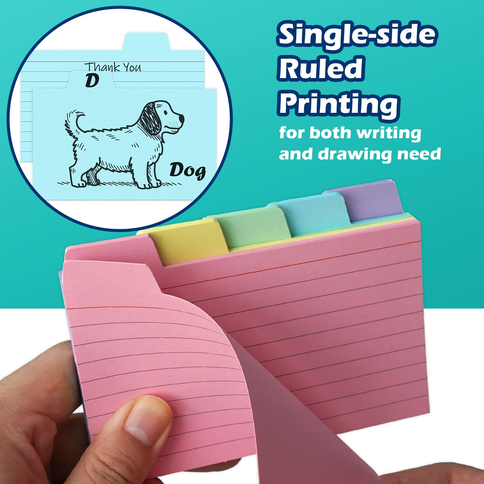 Snapklik.com : 100 Pack Tabbed Index Cards 3x5 Lined Index Card Dividers