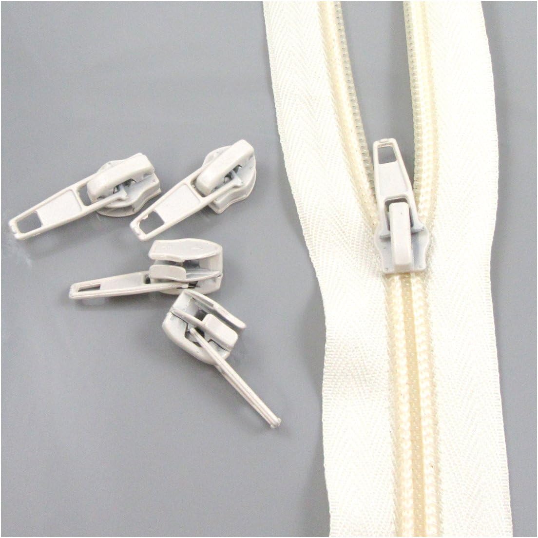 Beads4Crafts 10 METRES + 20 Sliders No.5 Continuous Zip with AUTO Lock ...