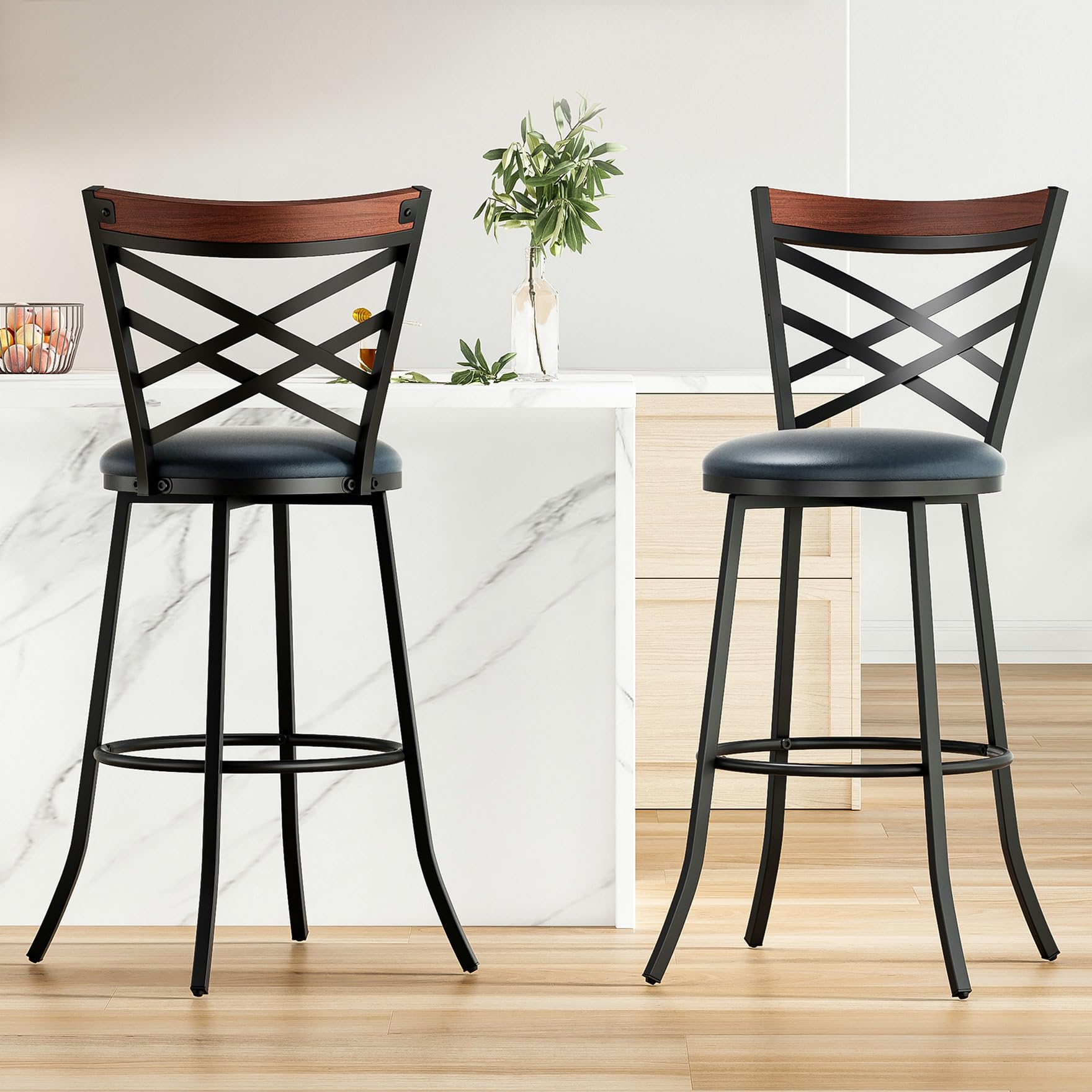 Snapklik.com : Swivel Counter Stools Set Of 2,Modern Counter Height Bar ...
