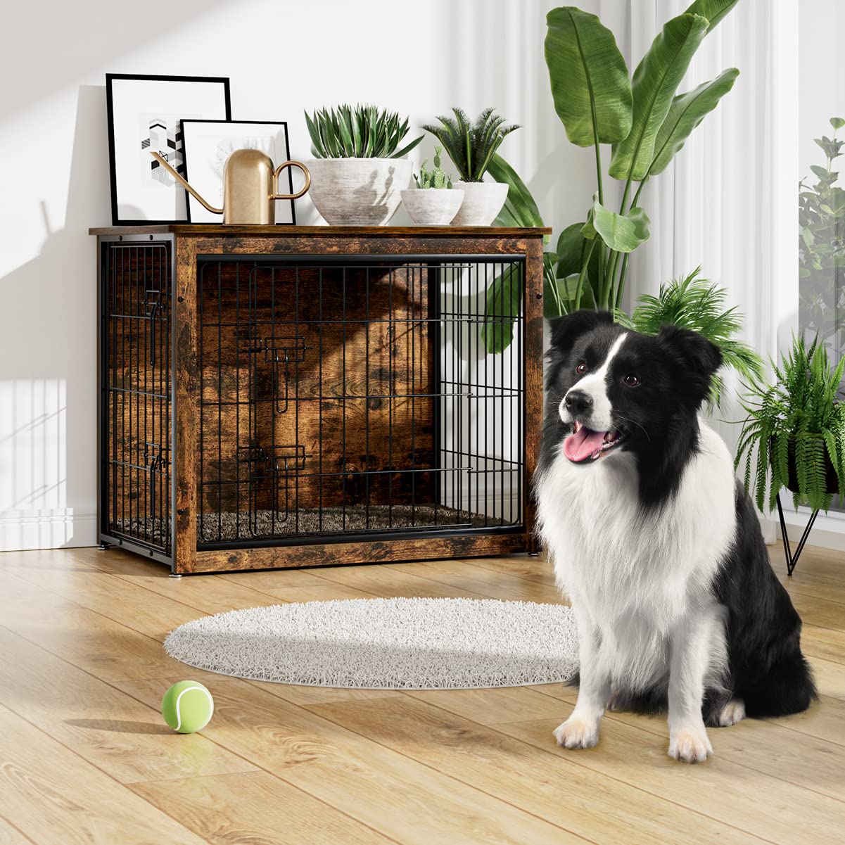 APPOLYN Dog Crate Furniture with Cushion, Side End Table, Dog Crate ...