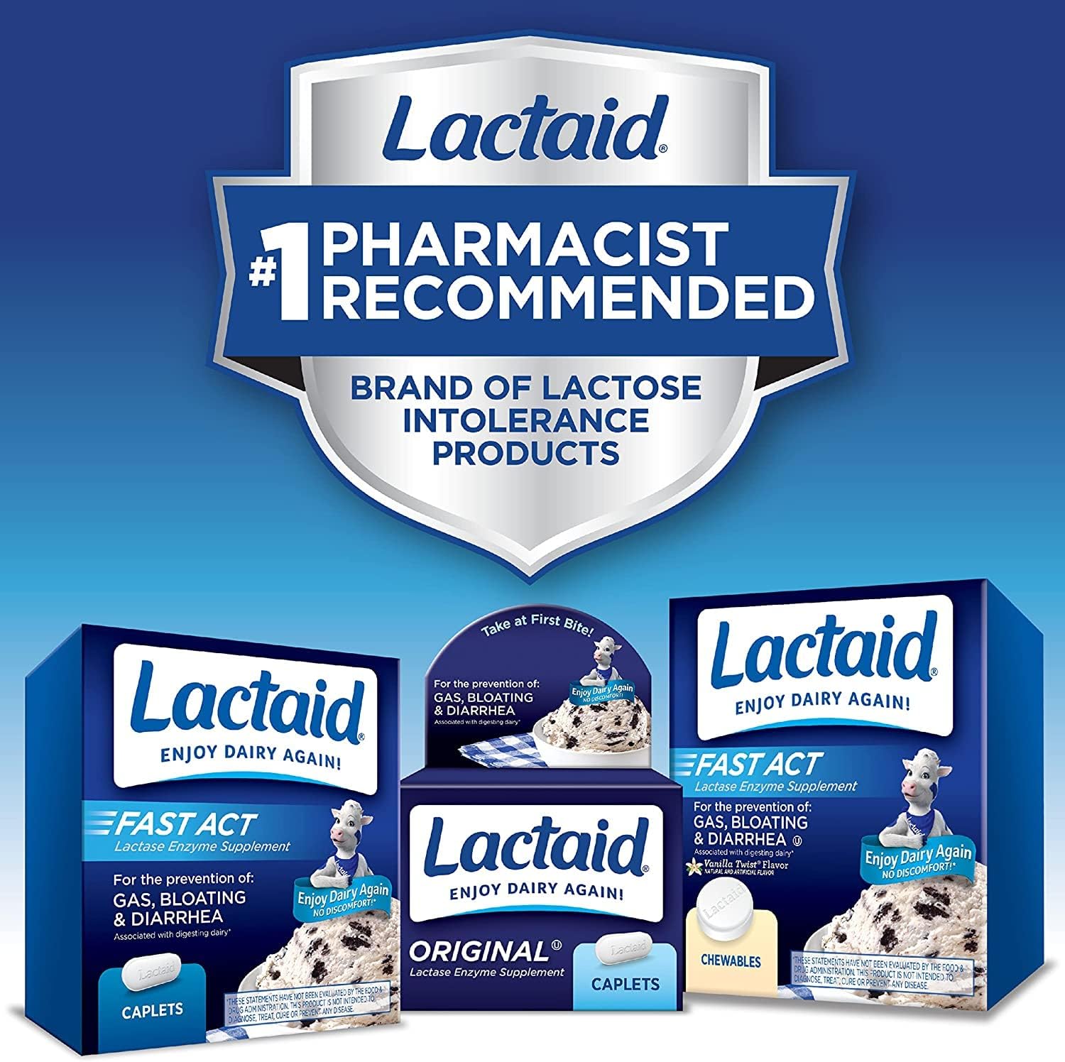 LACTAID Fast Act Chewables Vanilla Twist 32 tabletas (paquete de 5 ...