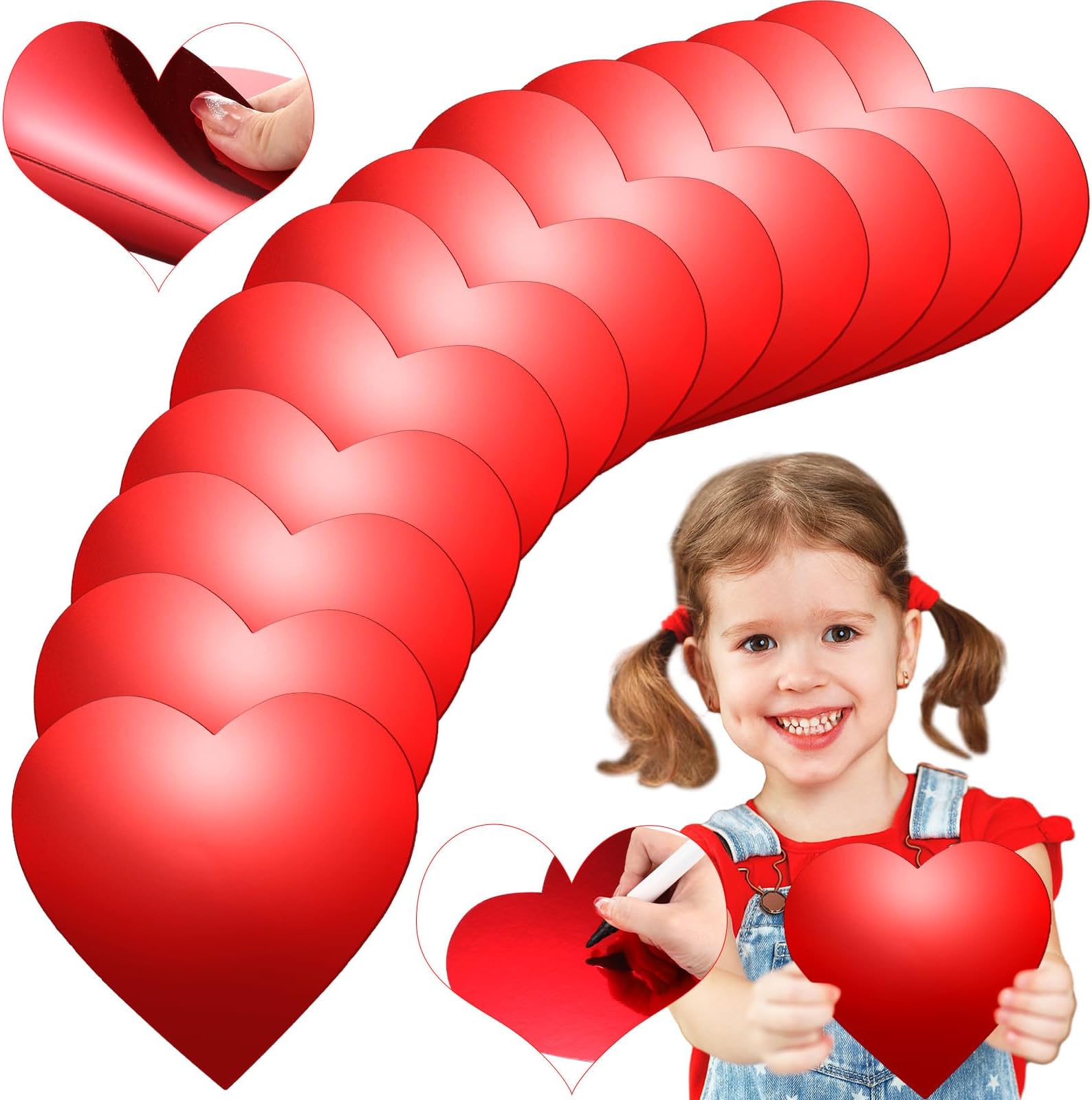 Amazon.com: Ctosree 200 Pcs 6 Inch Heart Paper Cutouts Red Metallic ...