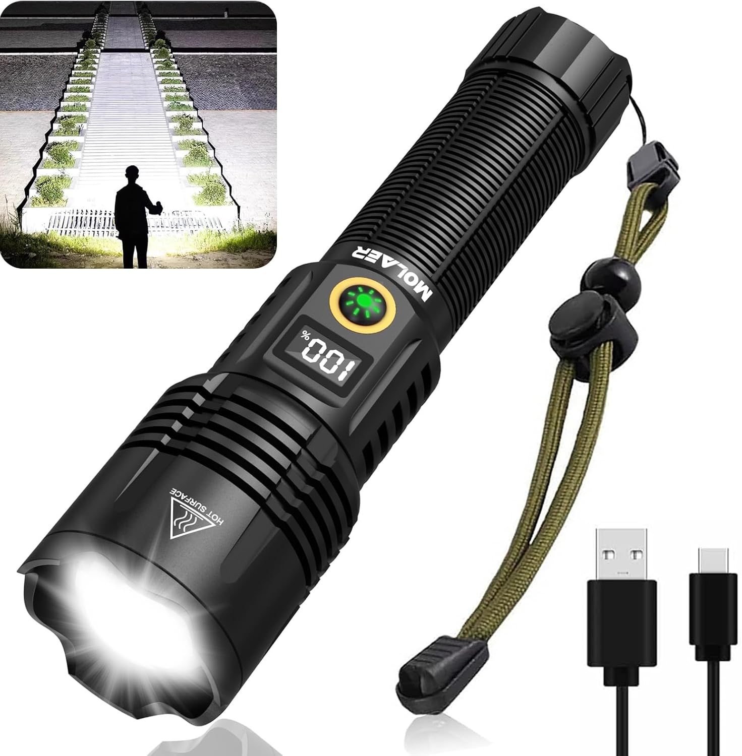 MOLAER Rechargeable Flashlights 2200 High Lumens, Super Bright LED ...