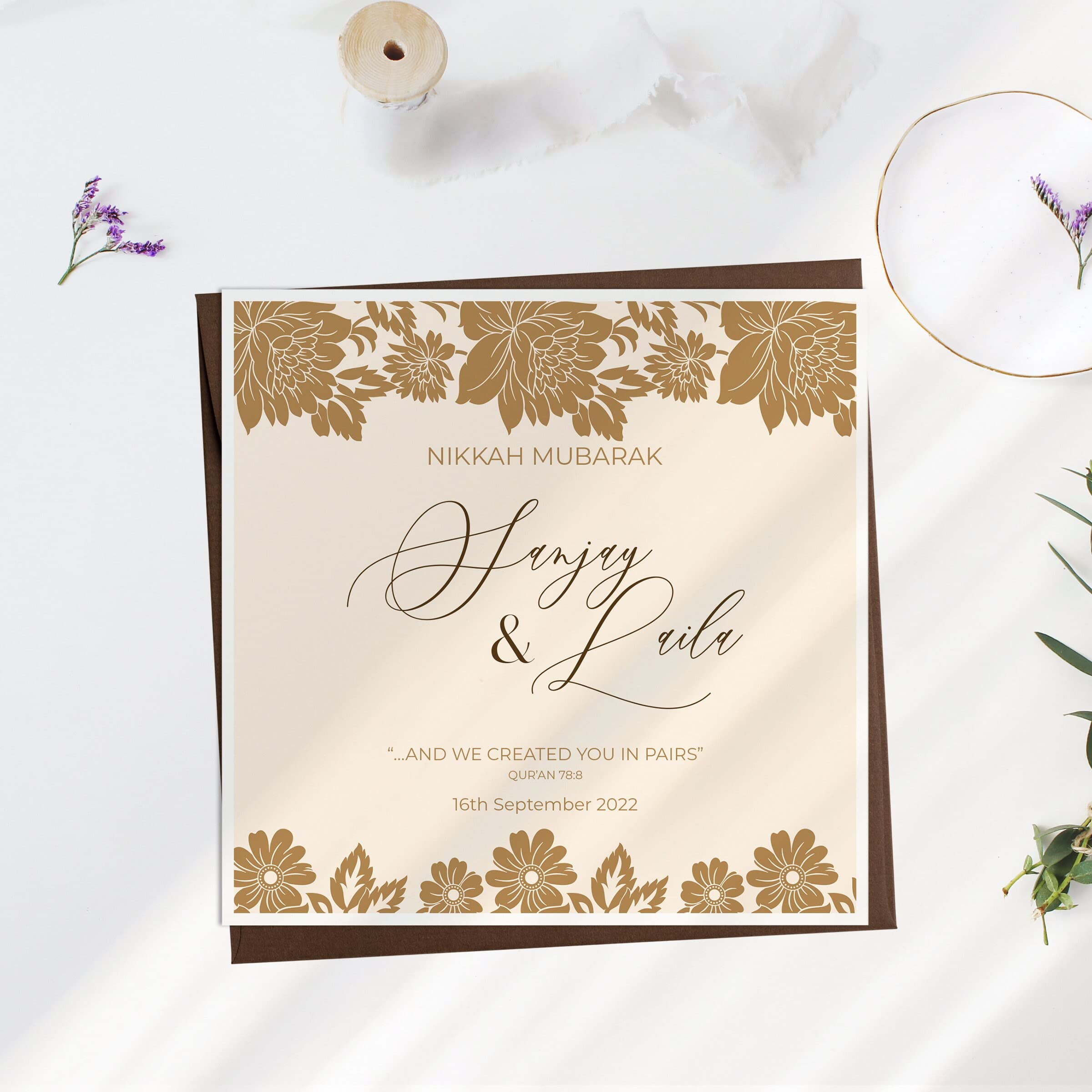Buy Personalised Nikkah Card, Islamic Wedding Card, Islamic Nikkah Card ...
