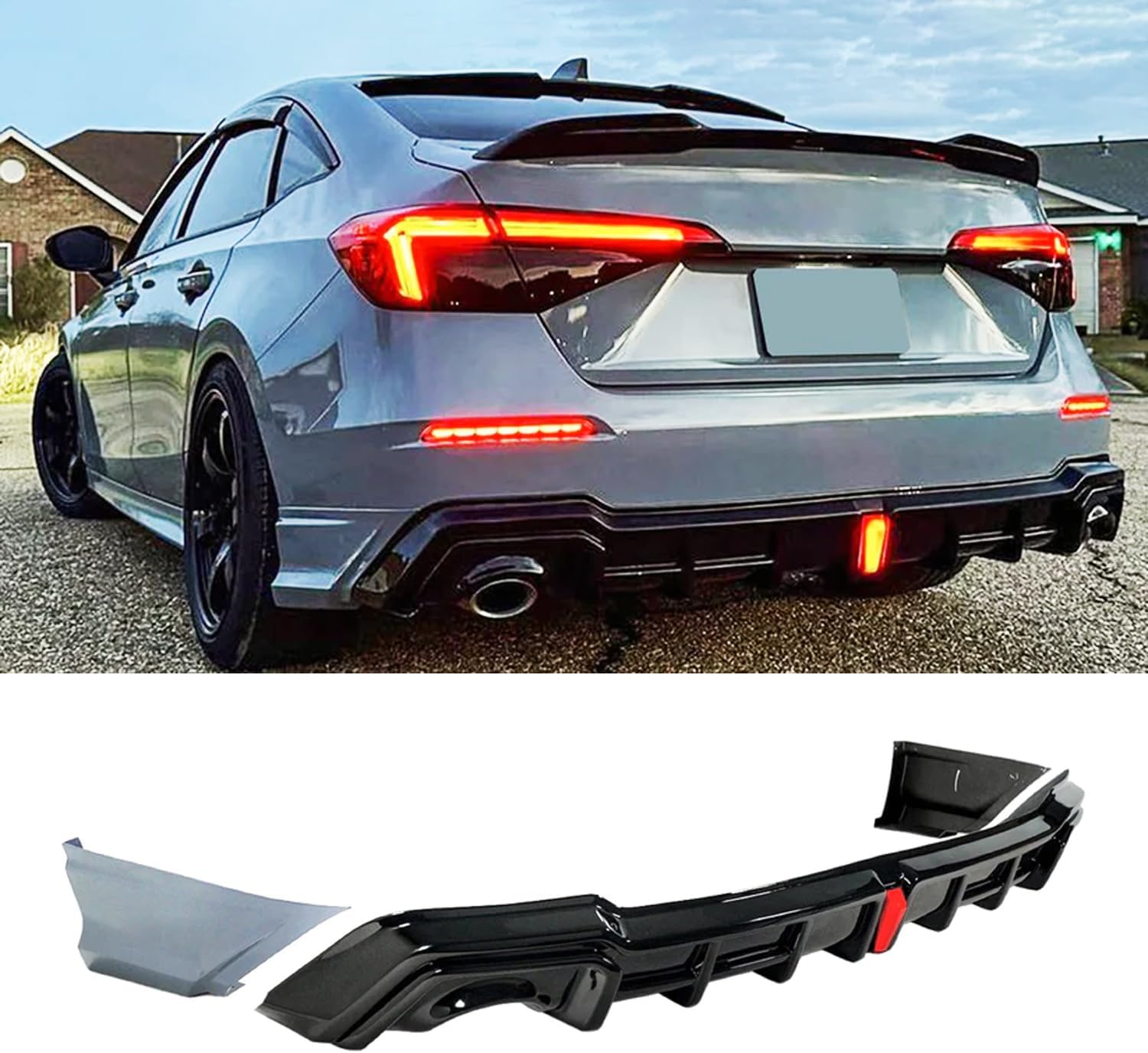 Amazon.com: Rear Diffuser Lip Compatibility with 2022-2024 Civic 11th ...