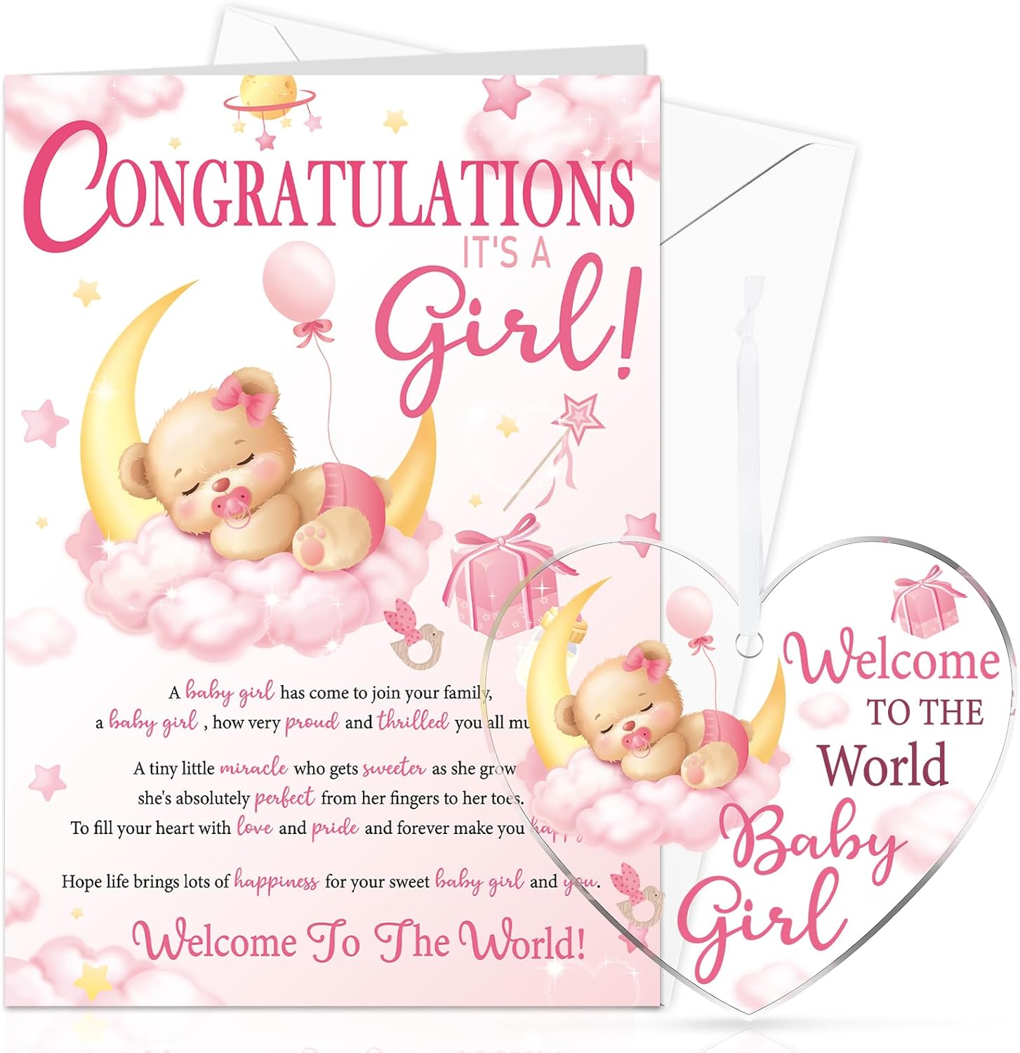 Amazon.com : HOWAF New Baby Girl Card, Newborn Baby Girl Cards with ...