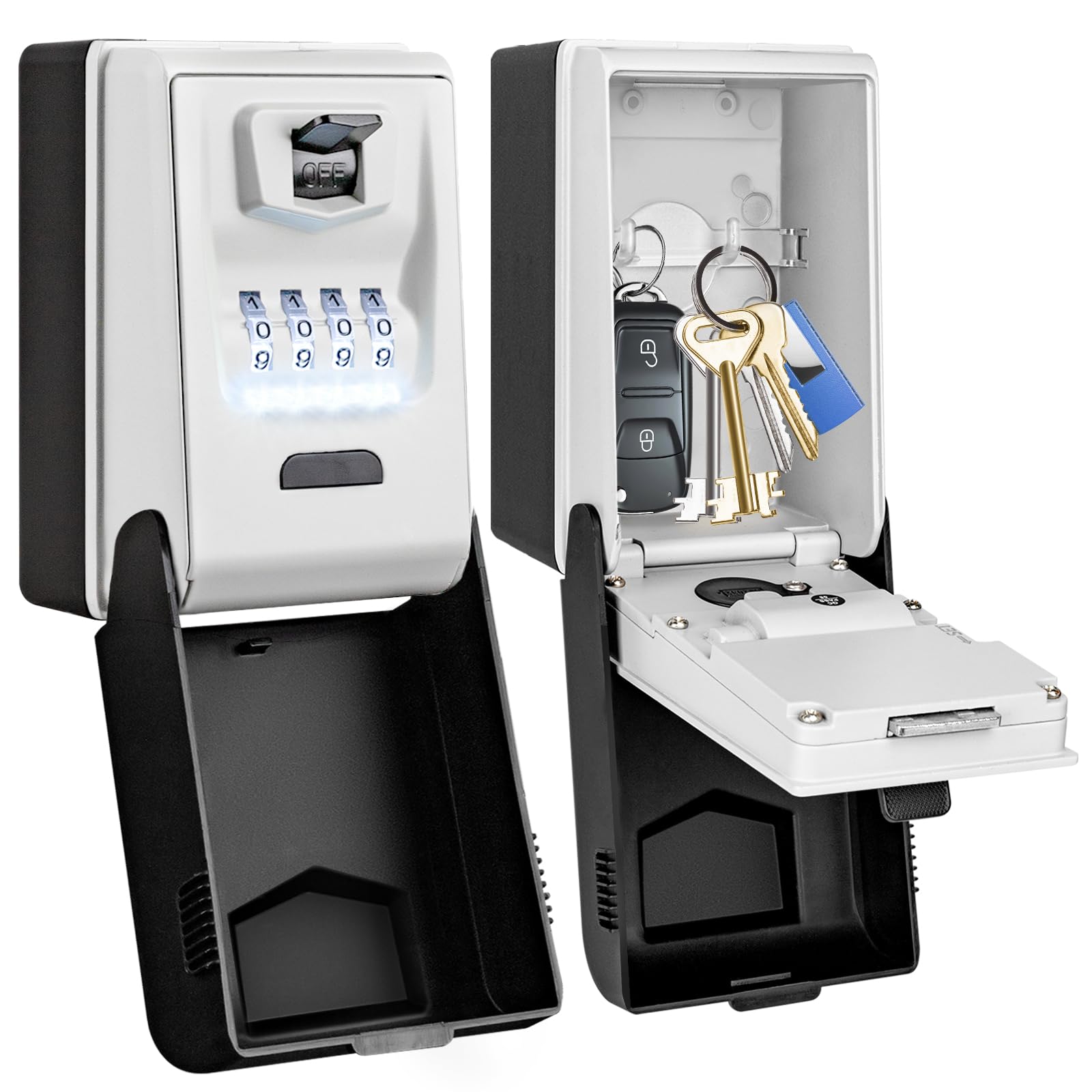 HUANLANG Key Lock Box Wall Mount,Outdoor Combination Lock Box with ...
