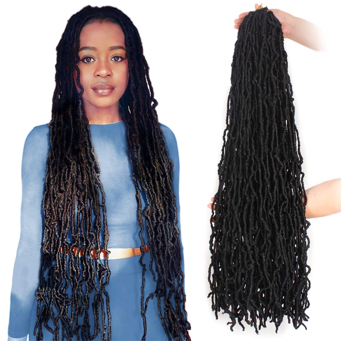 Buy Xtrend 36 Inch 2 Packs Natural Black Soft Nu Faux Locs Crochet ...