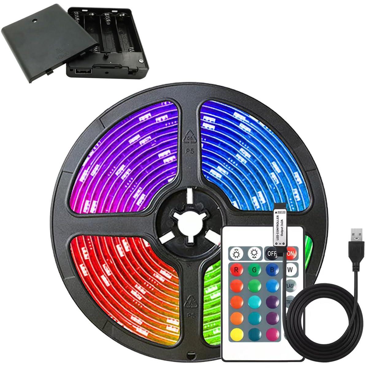 Diuturnous Battery Powered USB LED Strip Lights with Remote Control ...