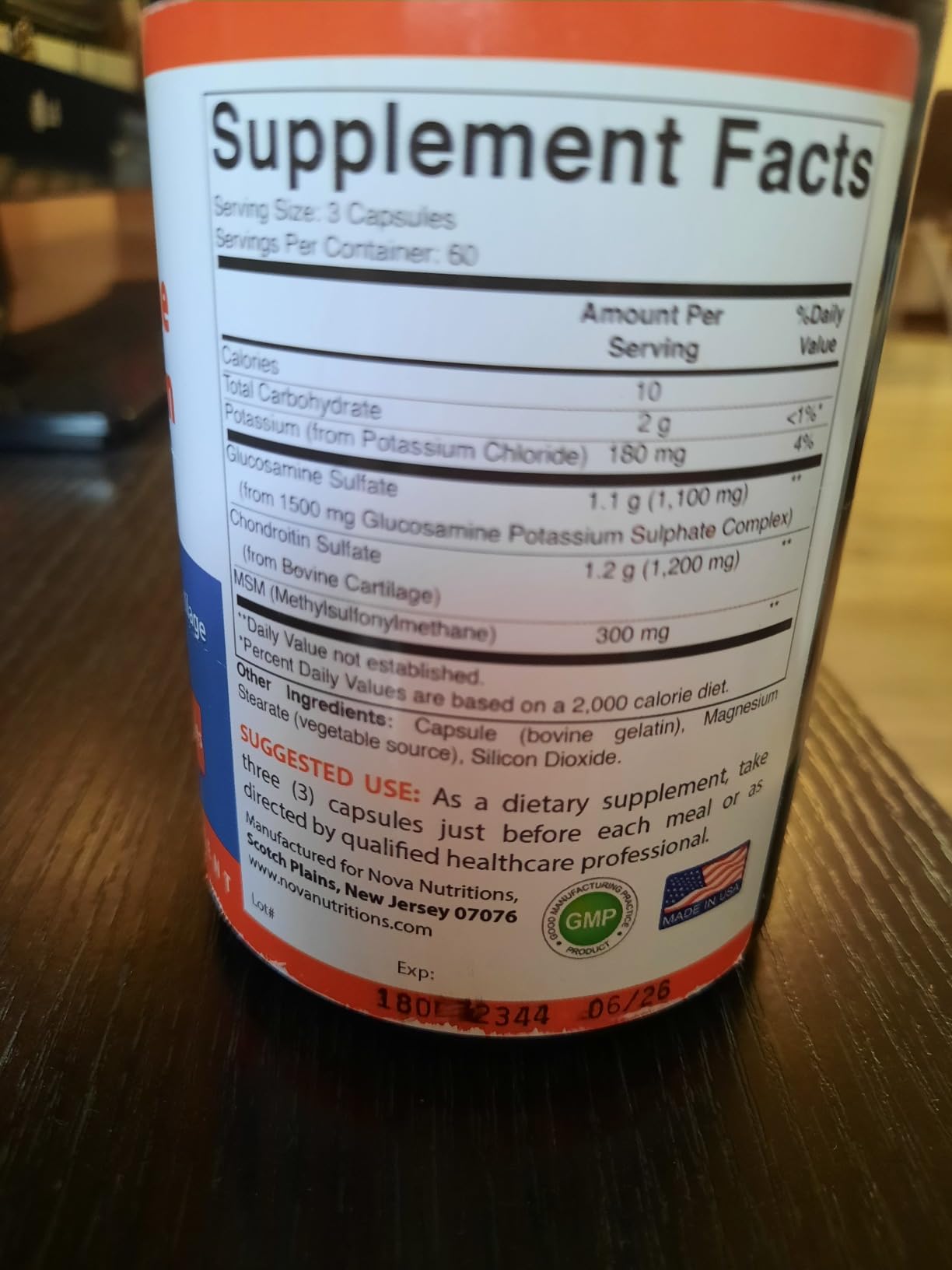 $2/mo - Finance Nova Nutritions Triple Strength Glucosamine Chondroitin MSM 2600mg/Serving ...