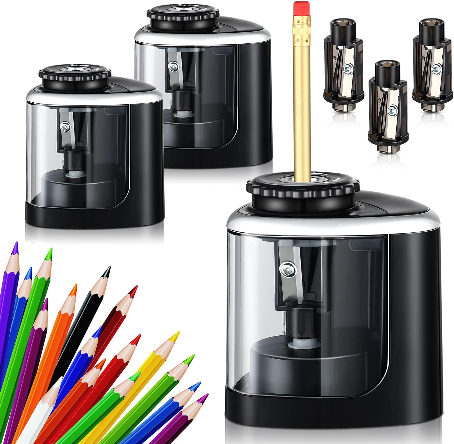 Amazon.com : 3 Pcs Electric Pencil Sharpener Battery Portable Small ...