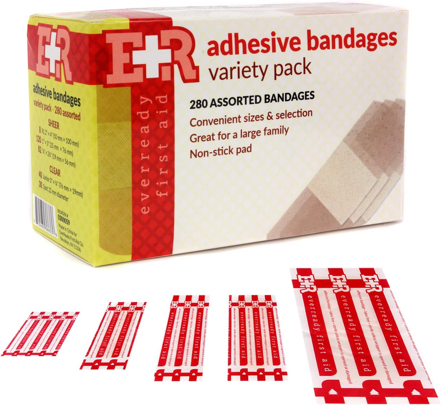 Amazon.com: Ever Ready First Aid Quality Adhesive Bandages, Variety ...