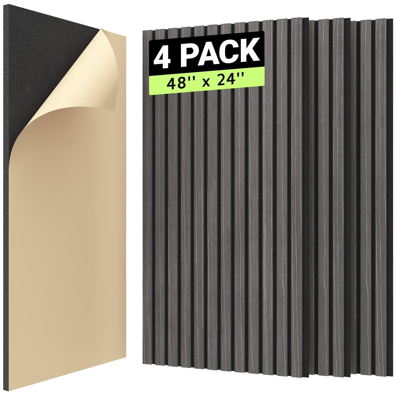 Snapklik.com : TONOR 4PCS Wood Slat Panels, 48” X 24”Adhesive Acoustic ...