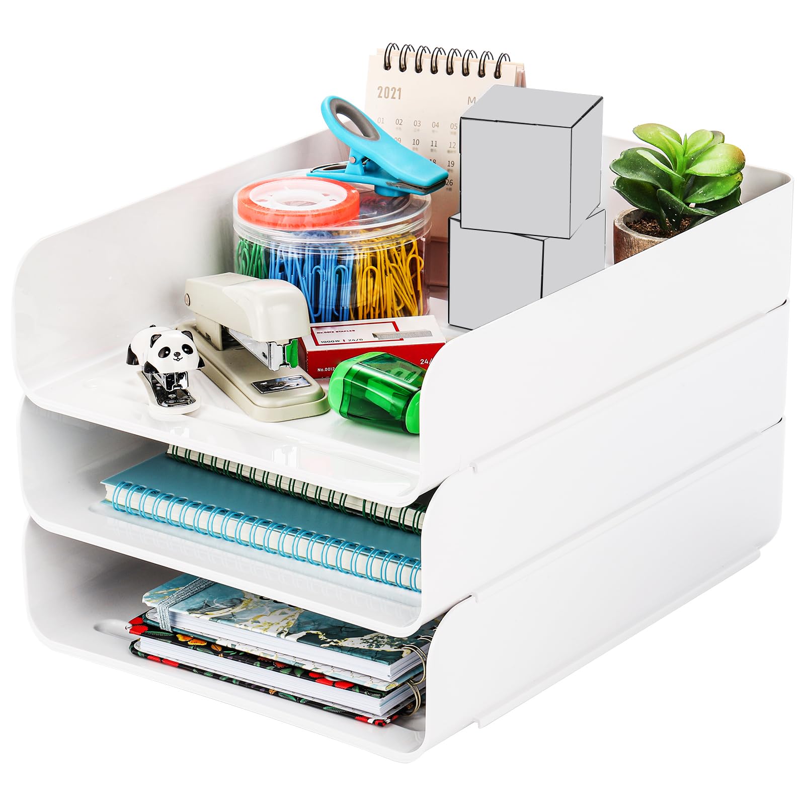 Amazon.com: Okllen 3 Pack Stackable Office Desktop Organizer Tray, 3 ...