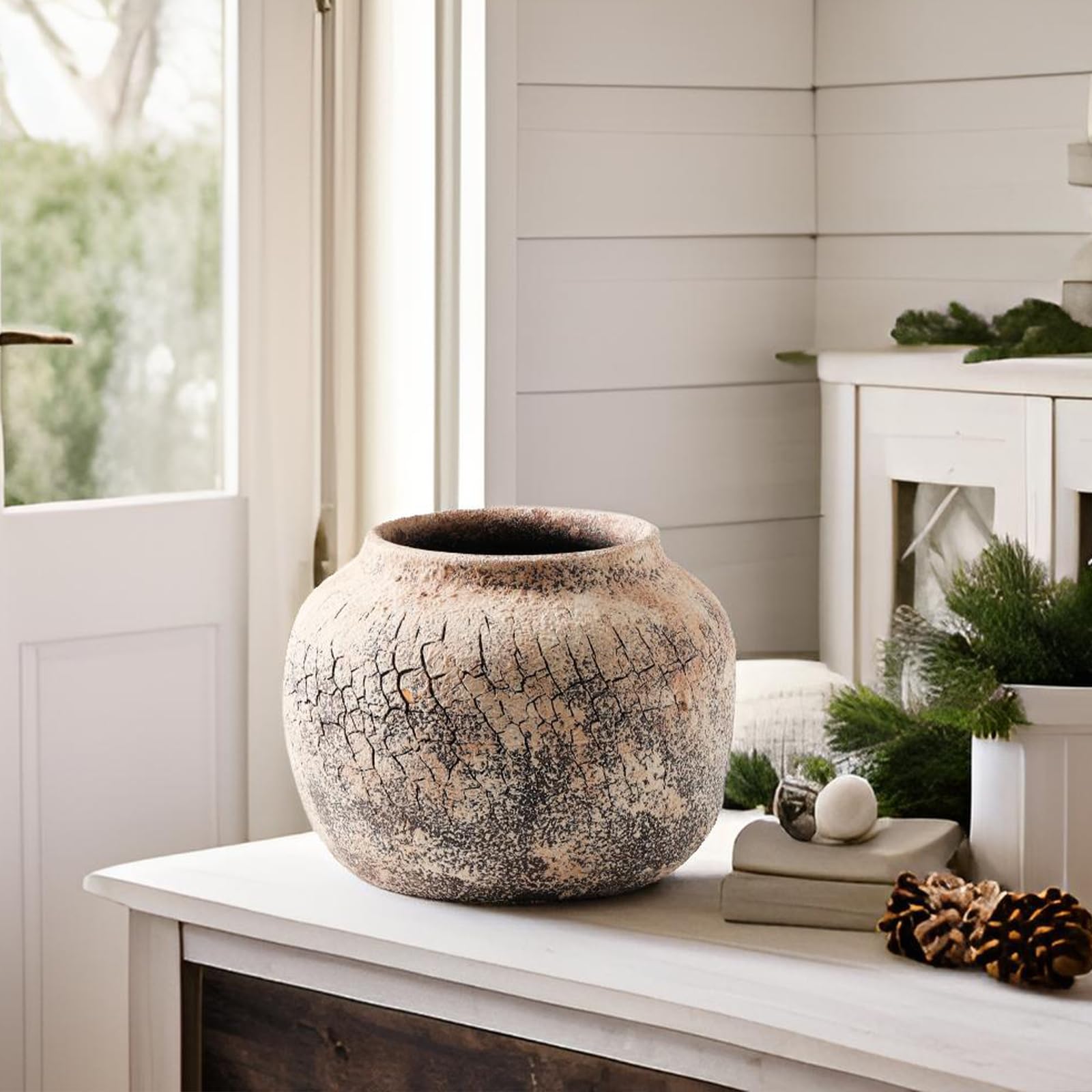Snapklik.com : Artisanal Textured Ceramic Vases PotShort Wide Flower ...