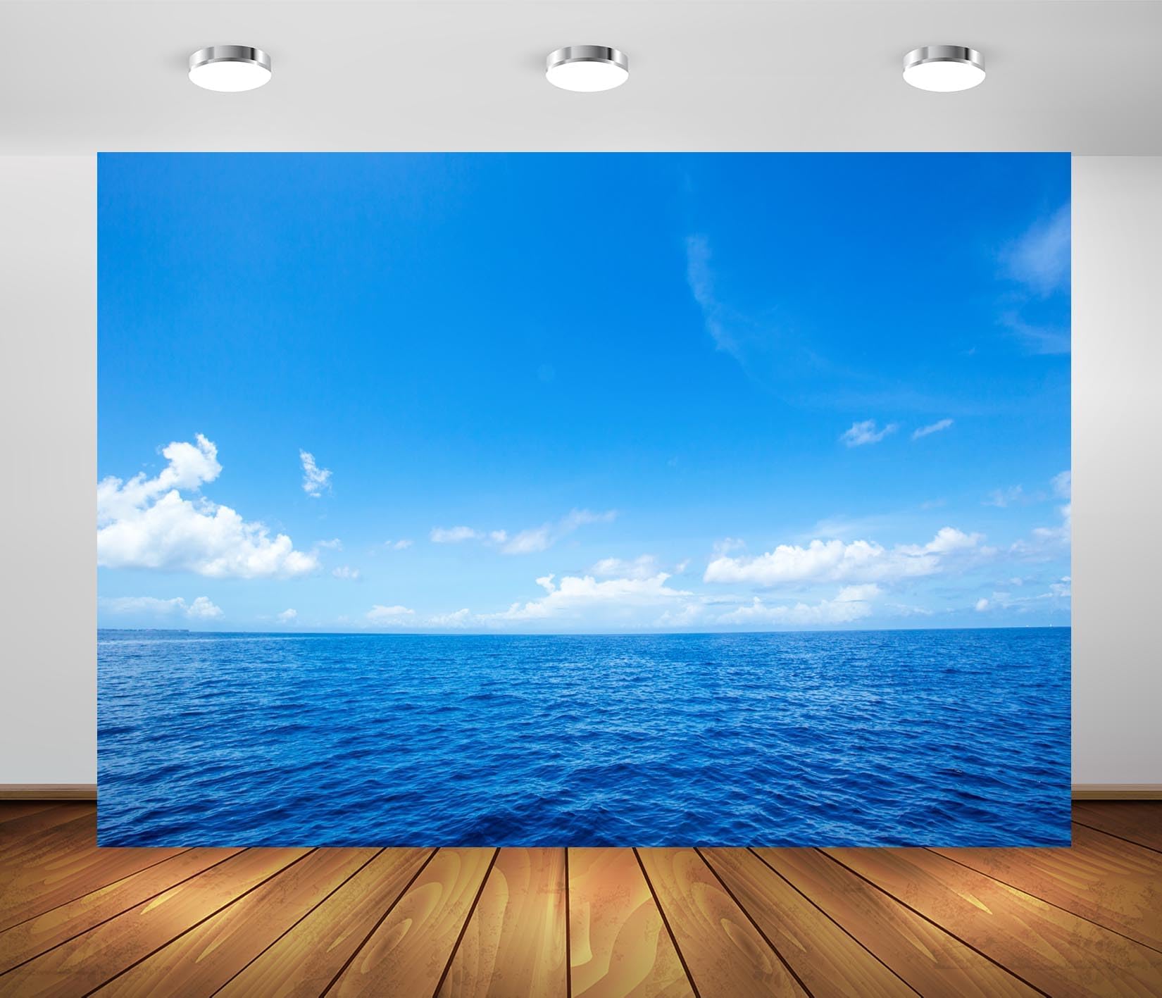 Amazon.com : BELECO 7x5ft Fabric Blue Ocean and Sky Backdrop Blue Sky ...