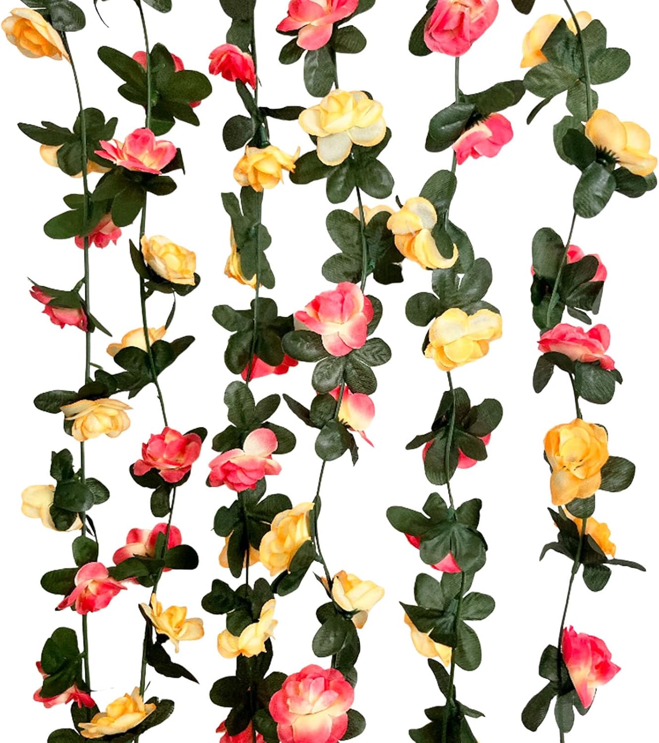 Amazon.com: Luerbi 8Pcs 63Ft Pink Yellow Rose Garland, Fake Flower ...