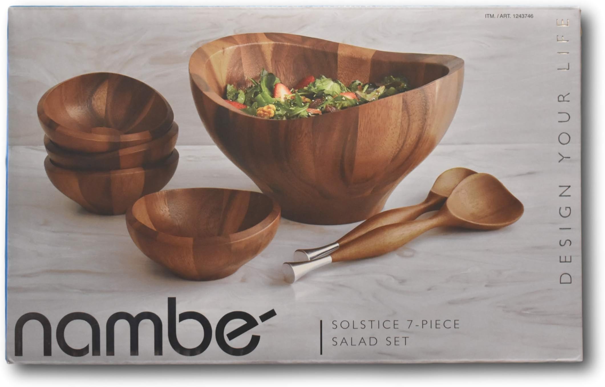 Amazon.com | nambe Bella Salad Bowl with Servers | 3 Piece Wooden Salad ...
