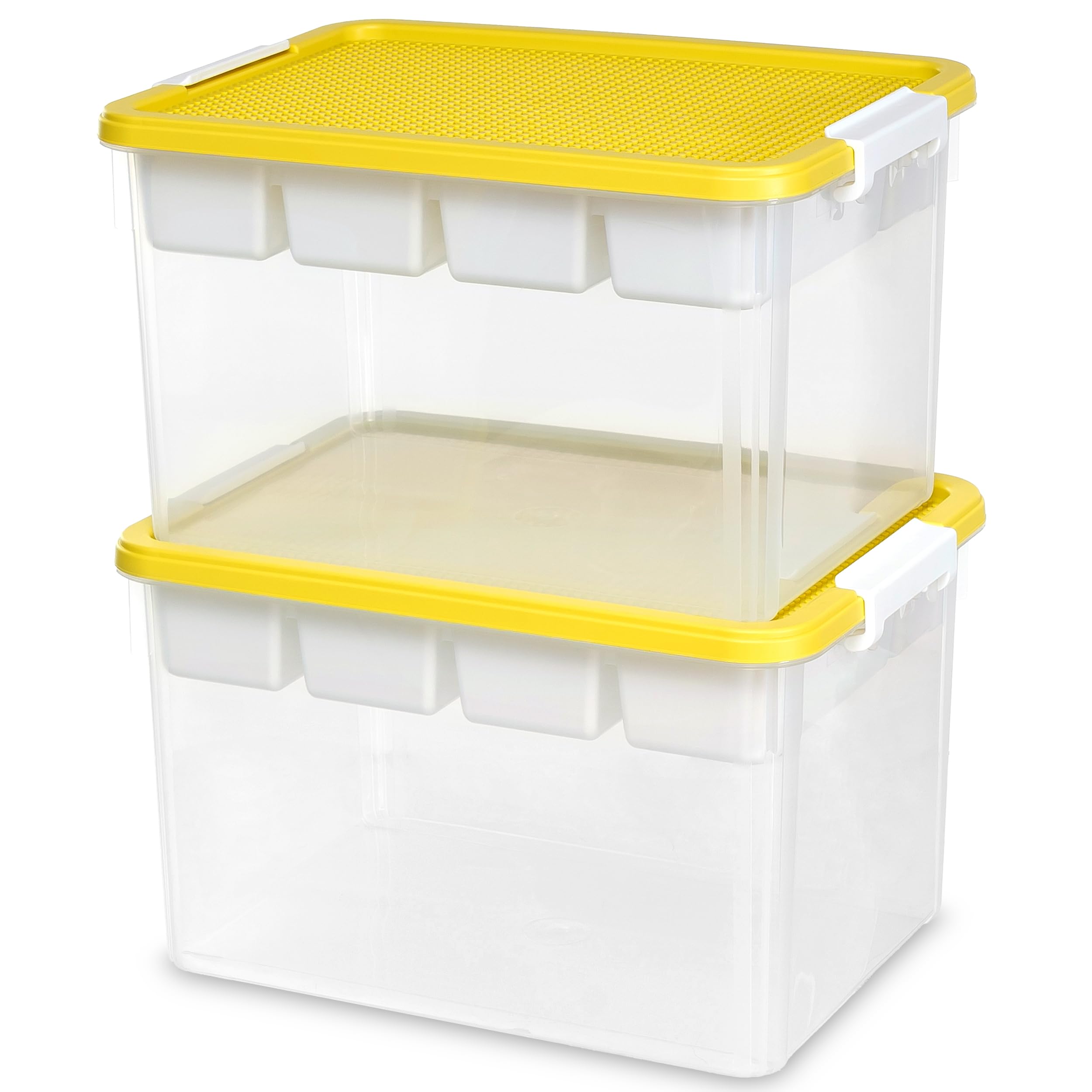 Citylife 32QT Plastic Storage Bins with Yellow Building Baseplate Lid ...