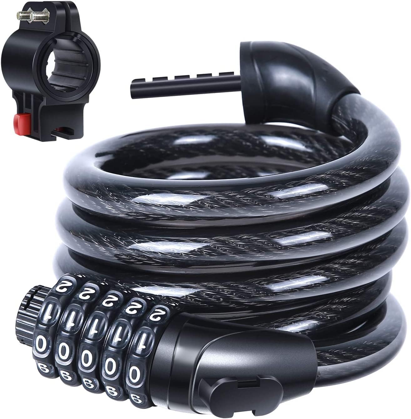 Bike Lock, Sportneer Bicycle Lock 180cm/15mm Bike Chain Lock with 5 ...