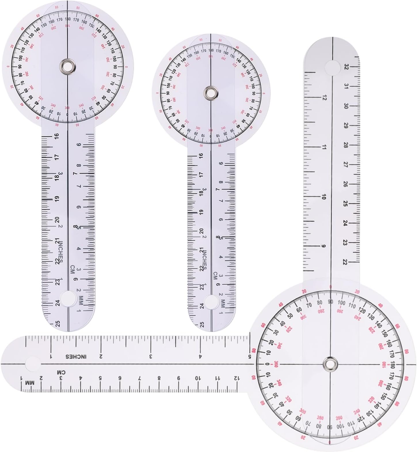 3 Pcs Goniometer 6/8/12 Inch Goniometer Protractor Set, Transparent ...