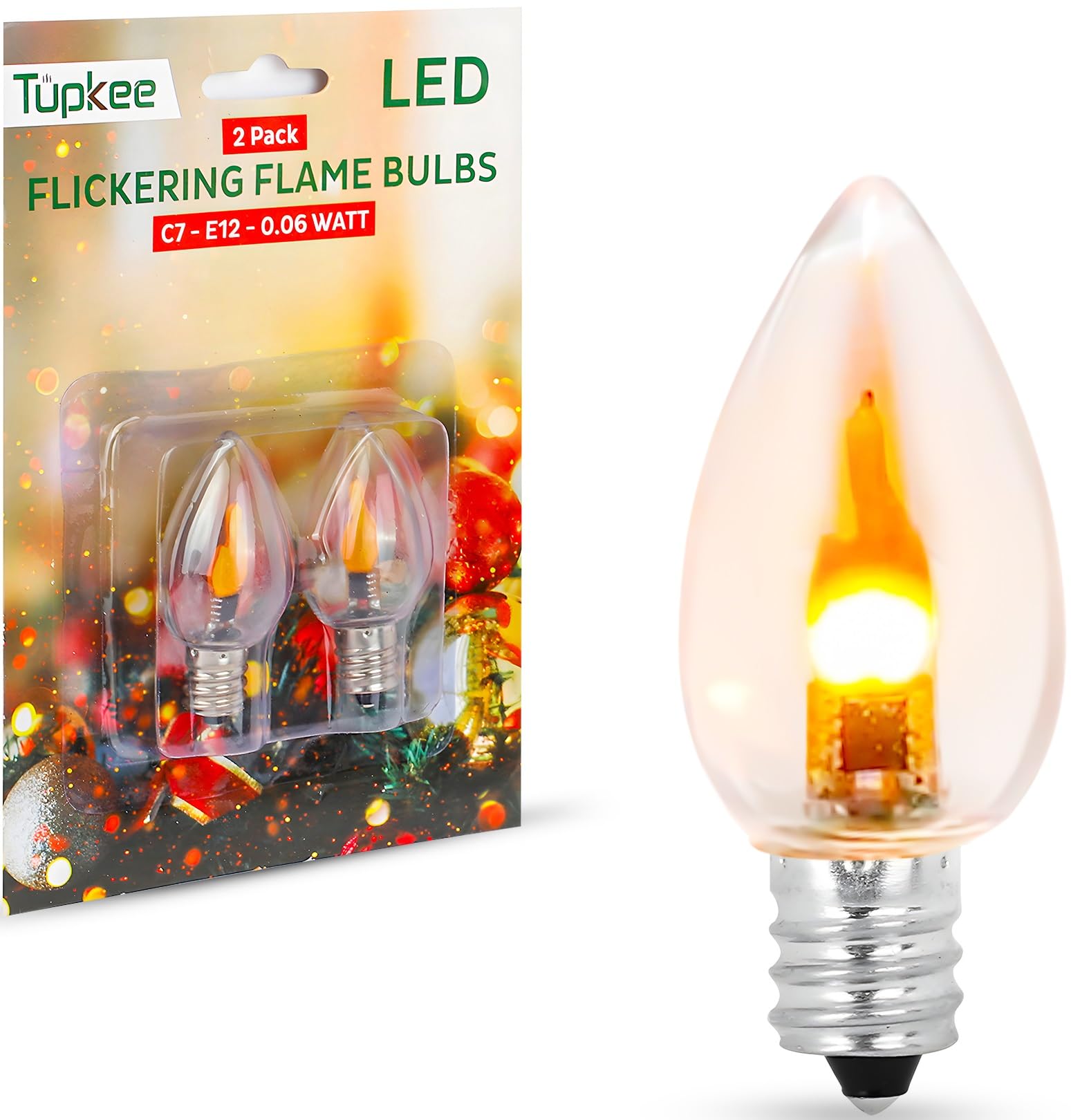 Tupkee LED Flickering Flame Bulb – C7, E12 Base, 0.06 Watt, Flicker ...