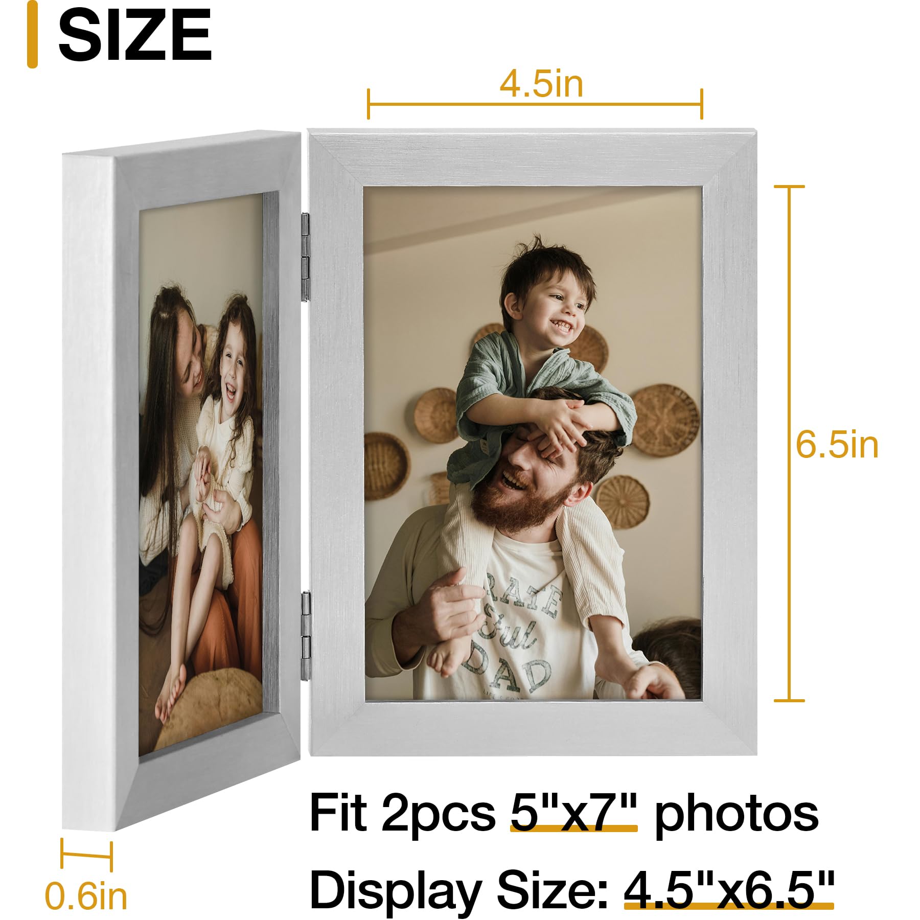Snapklik.com : decorUhome Double 5x7 Picture Frame Vertical, Engineered ...