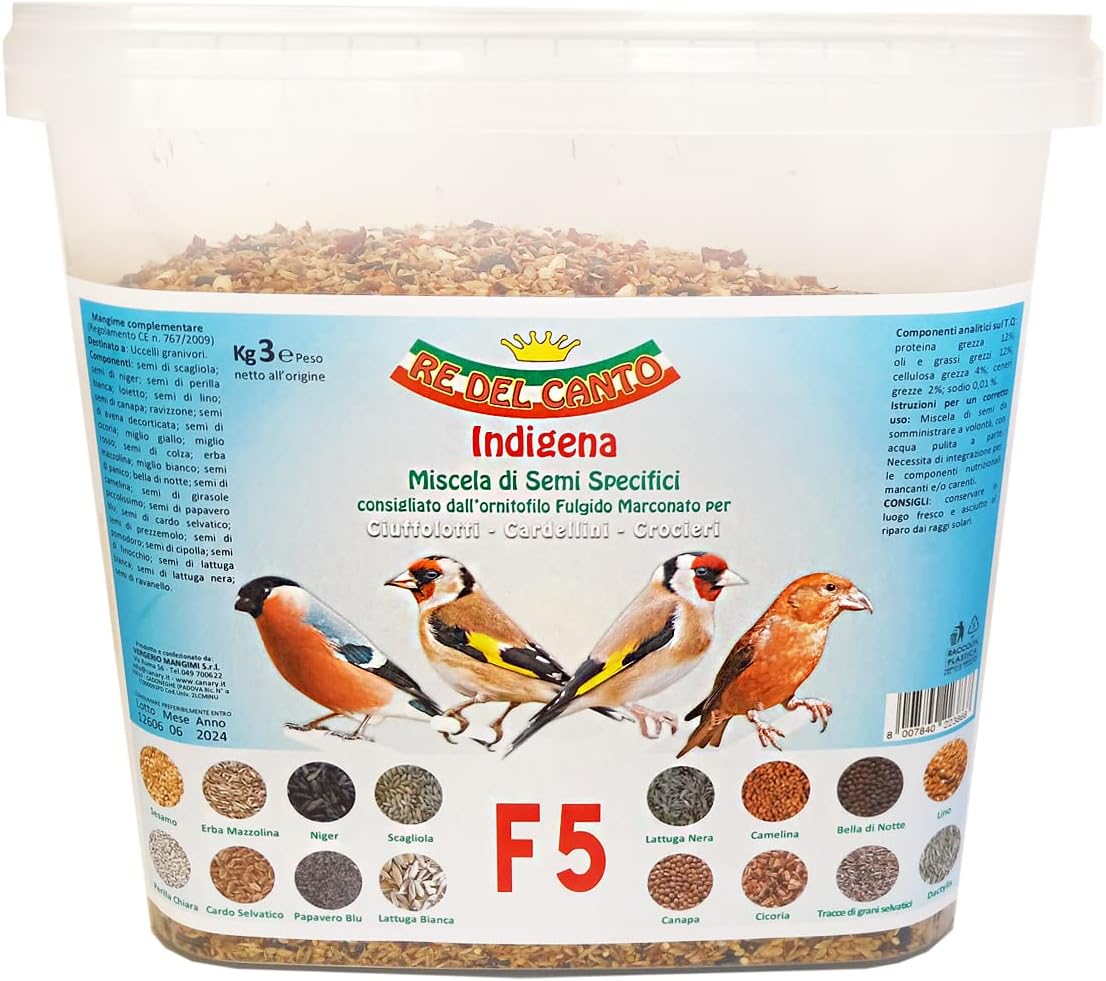 Re del Canto, F5 Indigena - Pack 3kg - Miscela semi specifici - Mangime ...