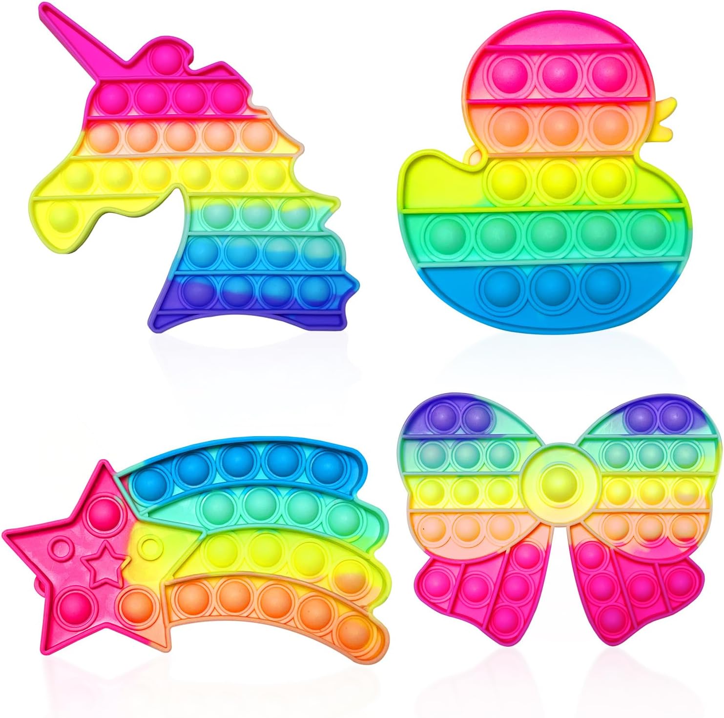 Steemjoey 4PCS Pop It Fidget Toy,Silicone Push Pop Bubble Sensory Toy ...