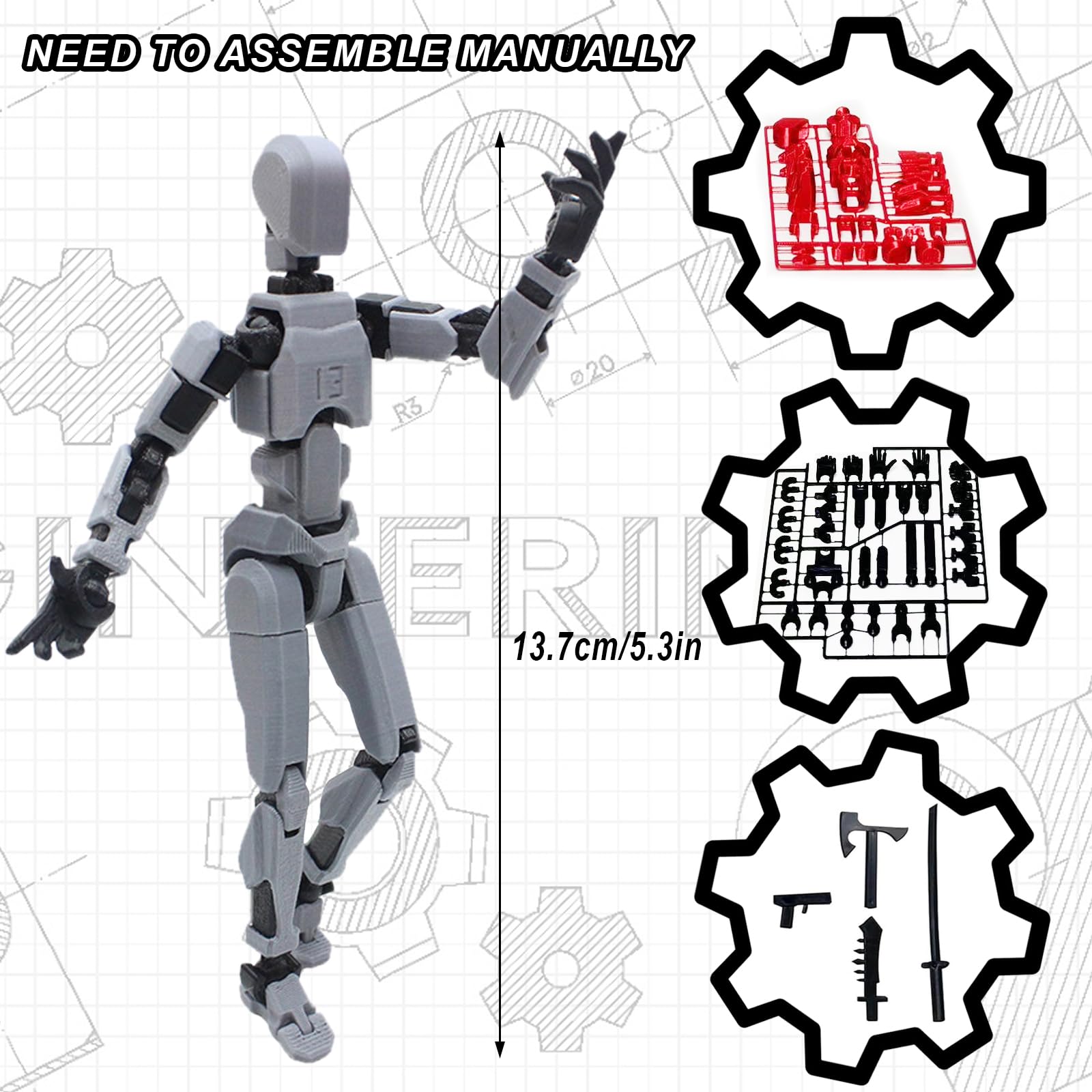 Azxndy 3D Printed Moveable Joints RobotFinger Exercising Toys Assembly ...