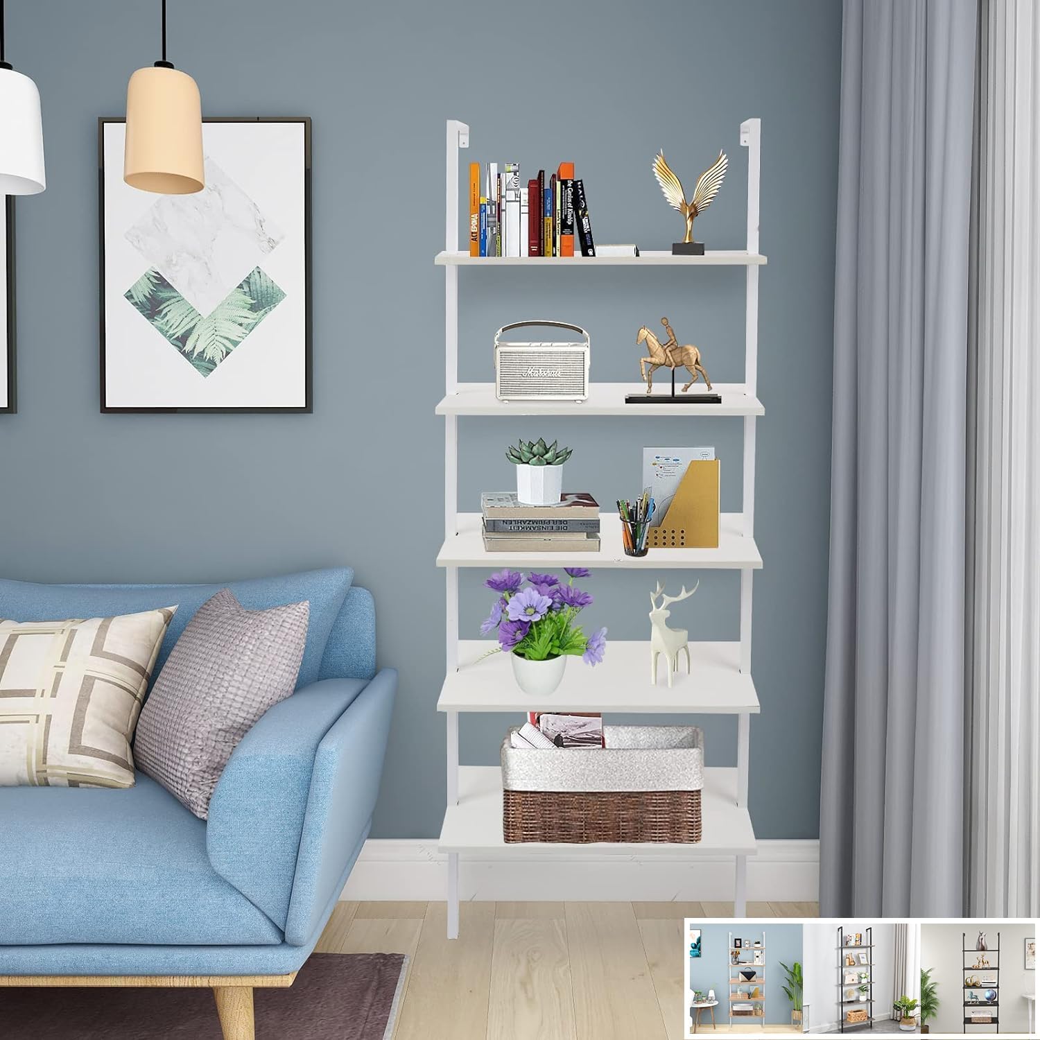 Amazon.com: sheeroy 5 Tier Bookshelf, Tall Ladder Bookcase with Metal ...