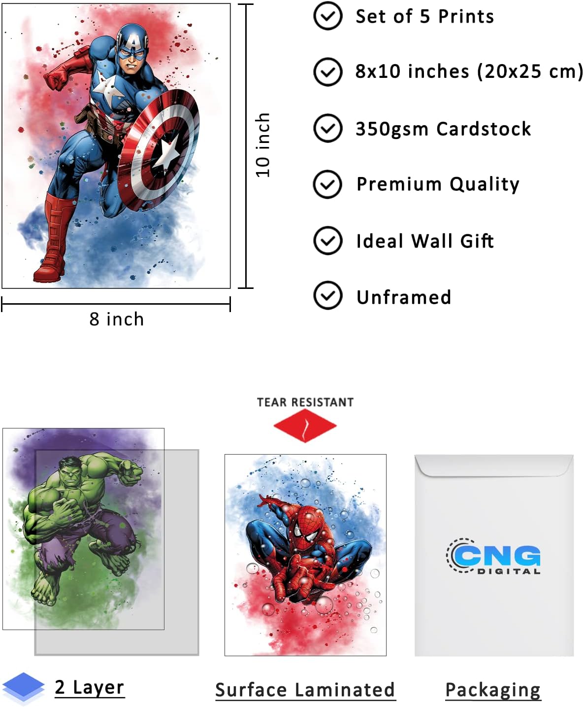 Pósteres de superhéroe arte de pared para dormitorio de niños juego de ...