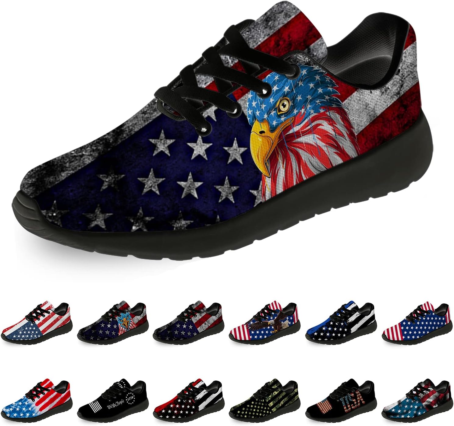 Amazon.com | horethy American Flag Shoes for Men Women Running Shoes ...