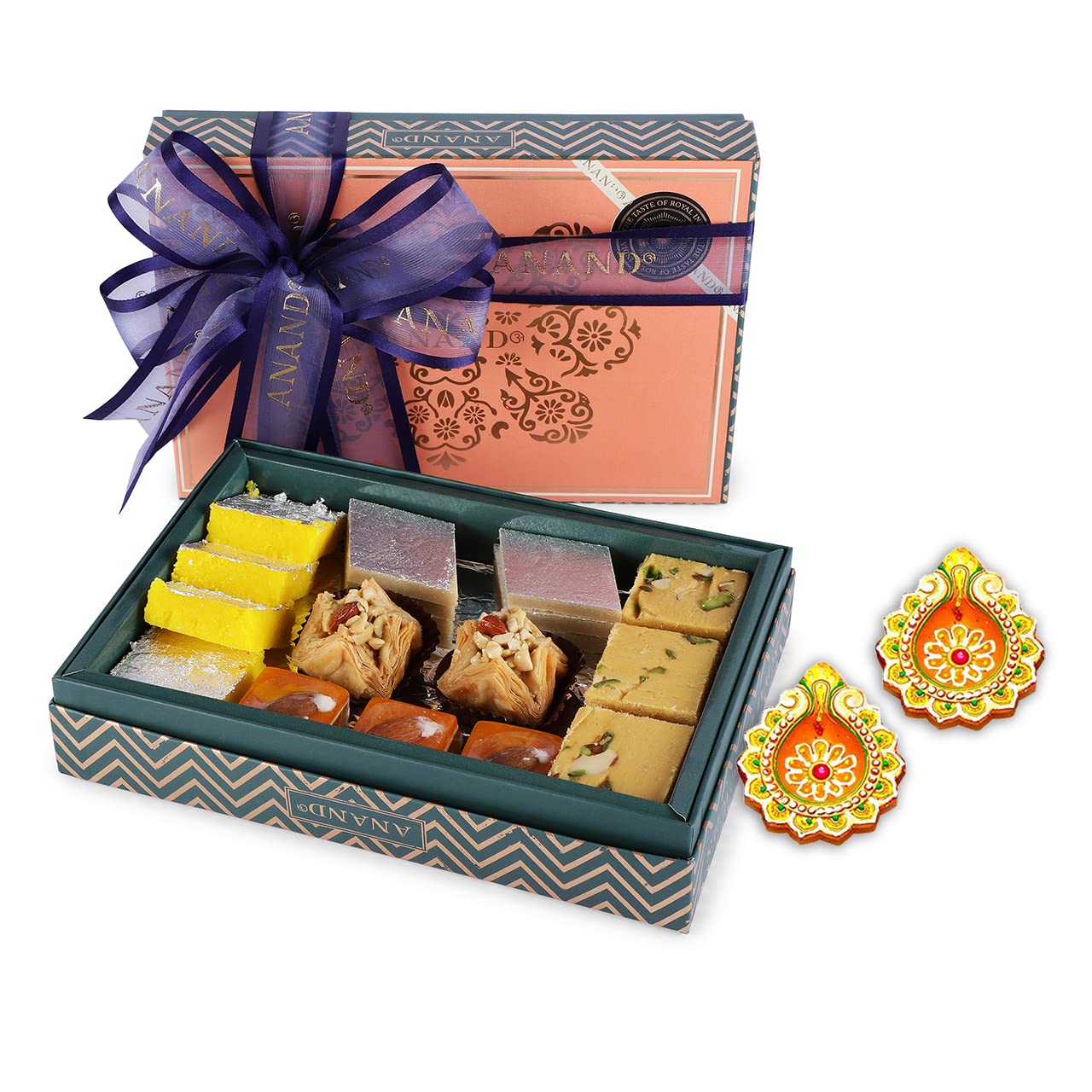 ANAND Royal Assorted Diwali Gift Box with Diya, Pure Ghee Indian Mithai ...