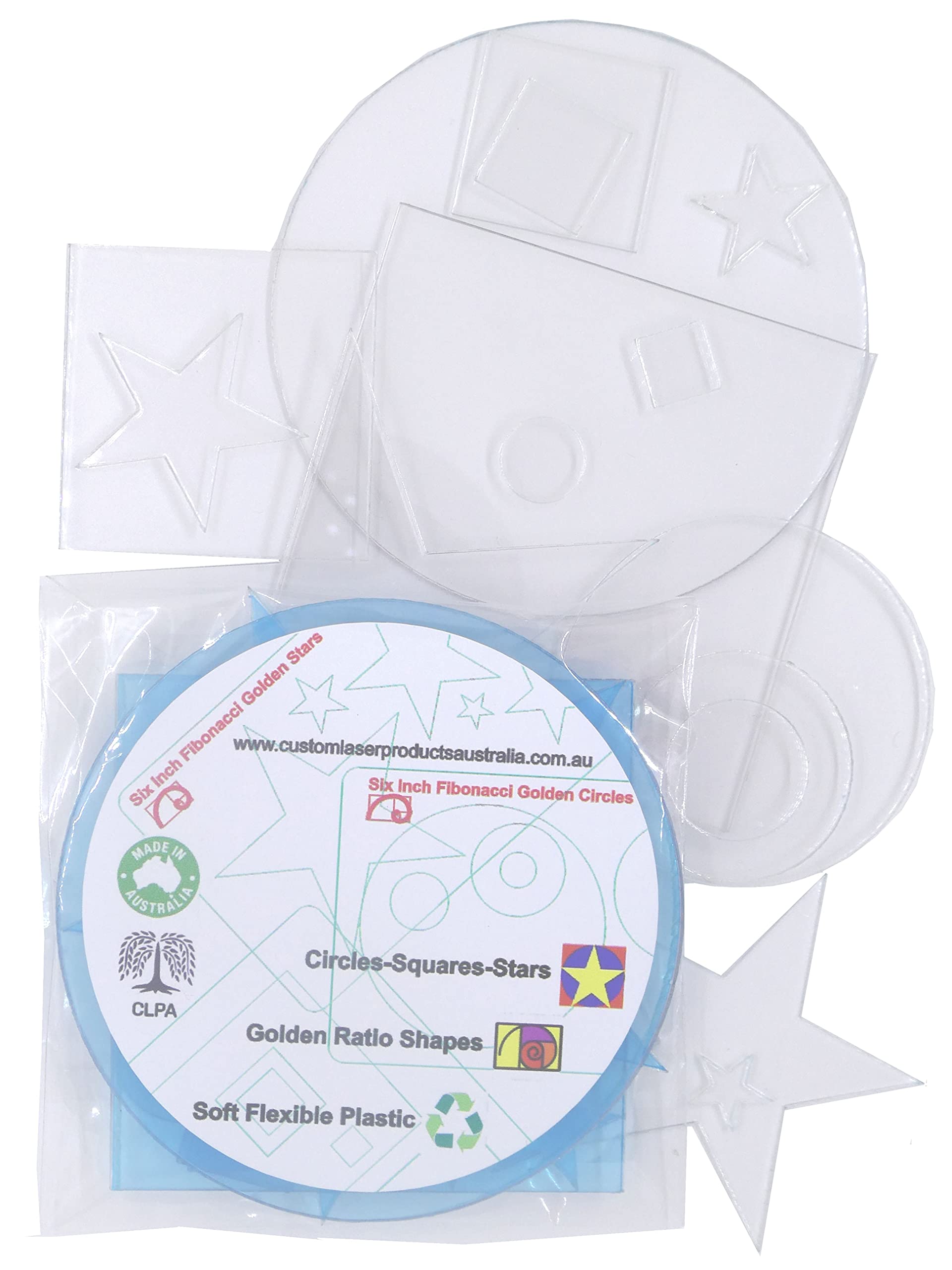 Buy 15-Piece Clear Plastic Craft Shape Set - 5 Circles, 5 Squares, 5 ...
