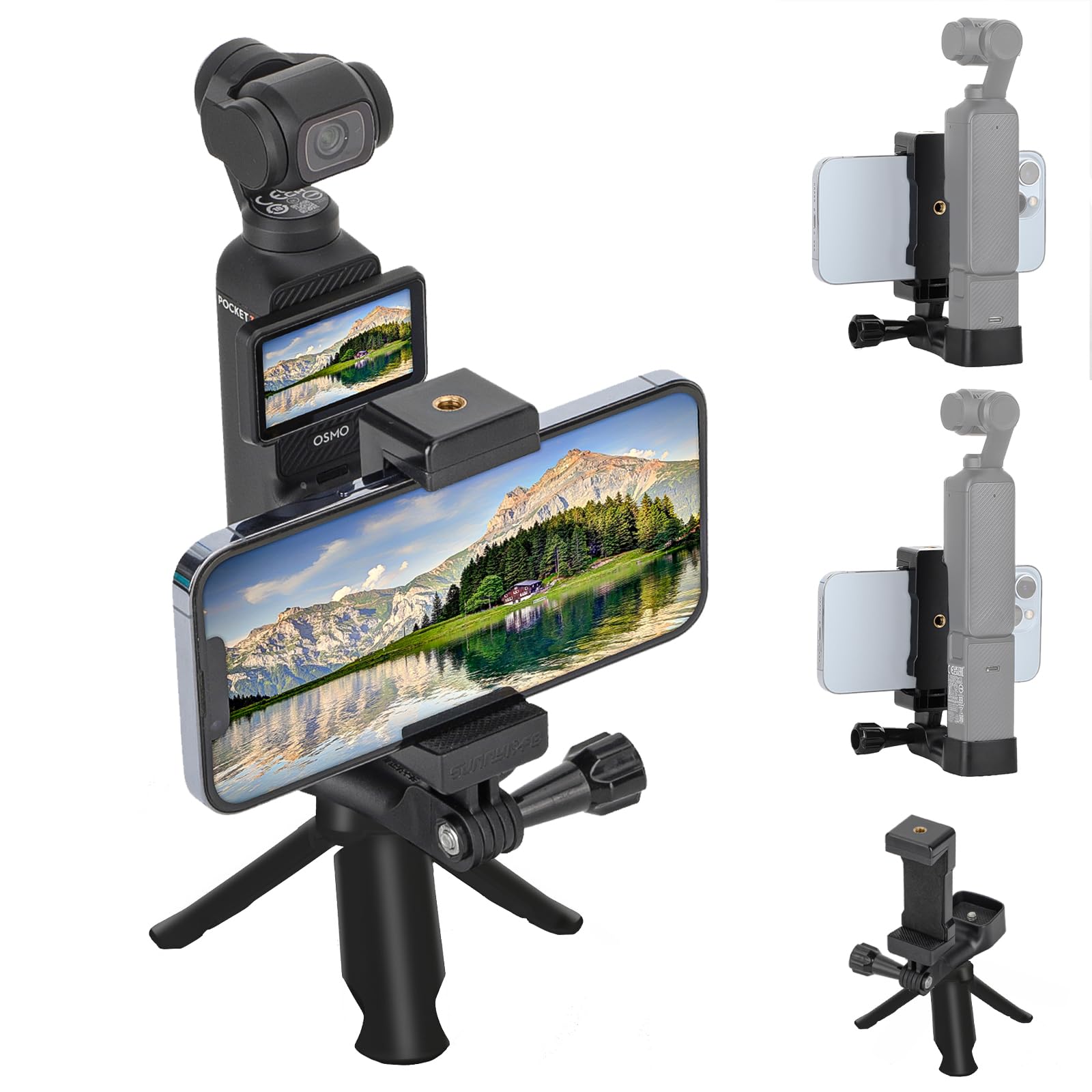 Amazon | HAFOKO Osmo Pocket 3 スマホホルダー+Osmo Pocket 3 三脚、フロント スマートフォン ブラケット 1/4" ネジアダプター 対応機種 DJI ...