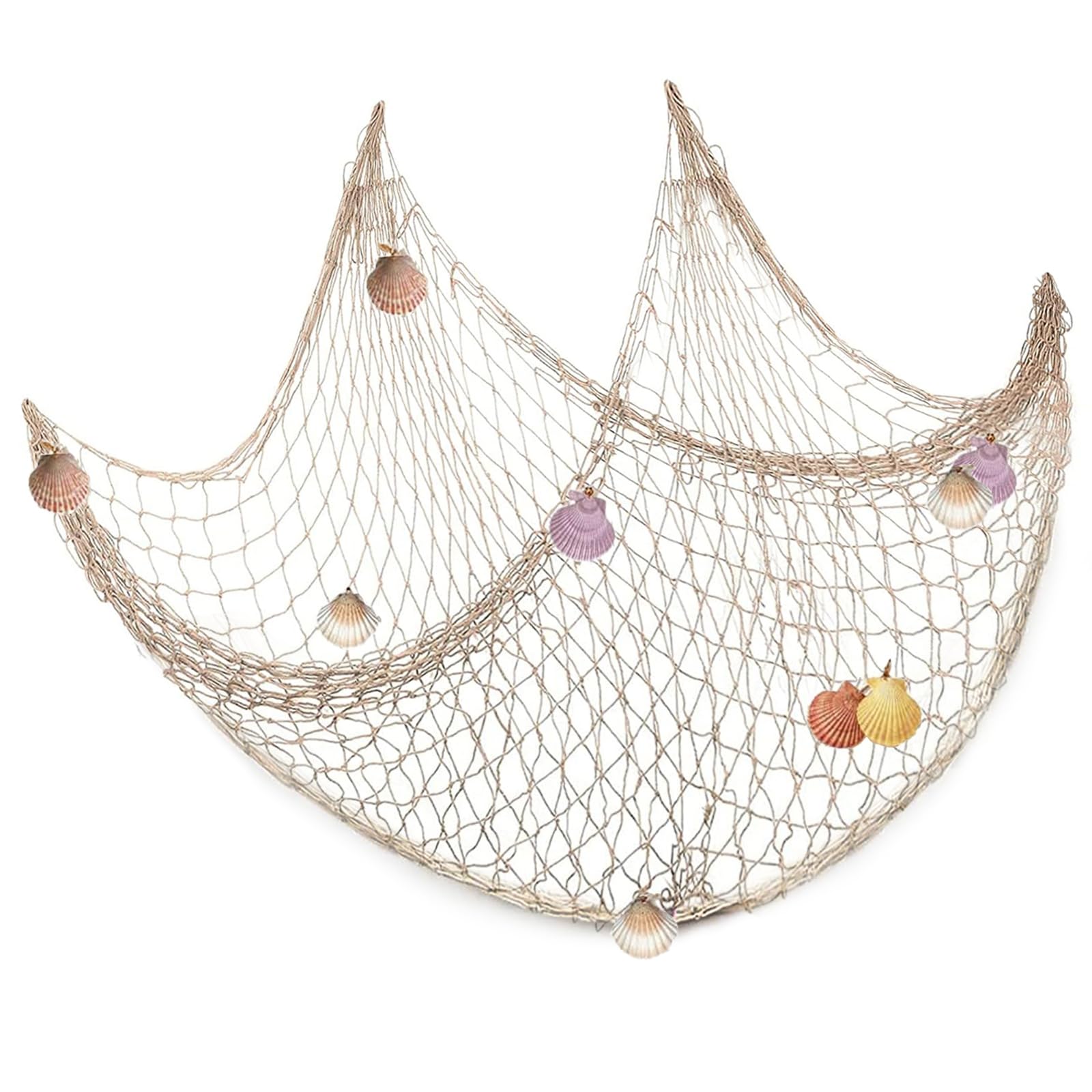 Fishing Net Decoration with Sea Shells, 6.56 * 3.28ft Nautical Decorative Fishing Wall Nets ...