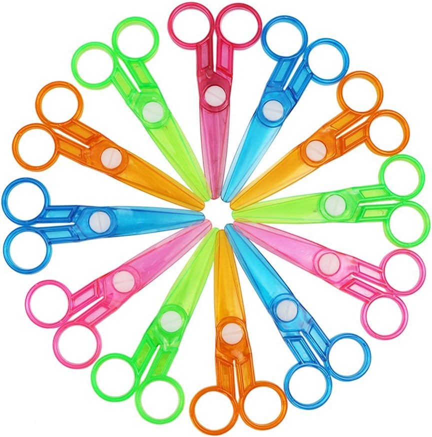 Amazon.com : Assorted Color Plastic Preschool Training Scissors Art DIY ...